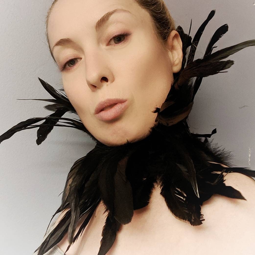 PRIMAL Gothic Feathered Choker Collar Black | Etsy
