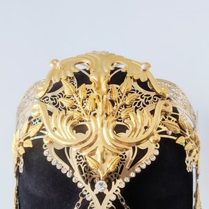 FREYA'S HELM Gold Headpiece Tiara Headband Mask Viking Costume Forest ...