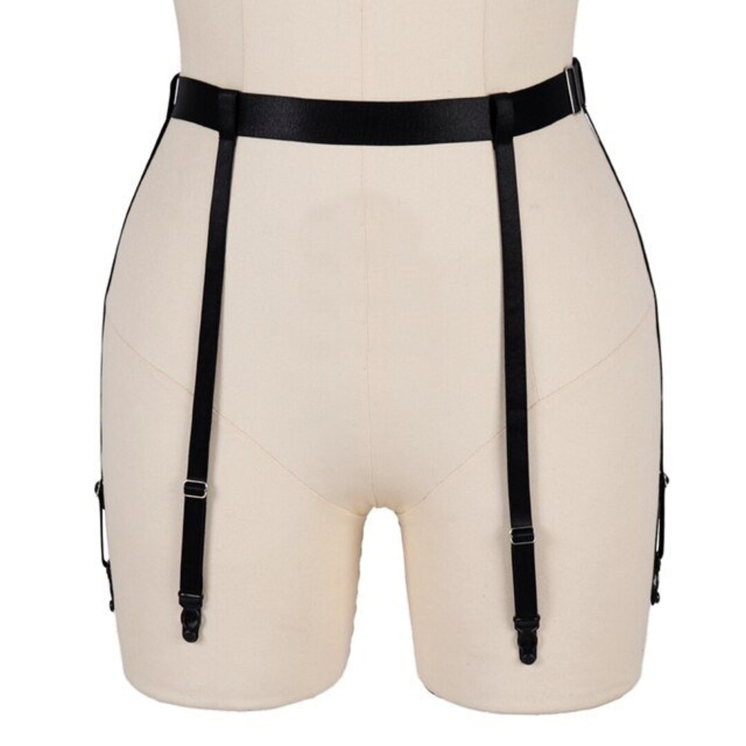 6-strap Garter Suspender Belt With Wide Waist Band One Size - Etsy