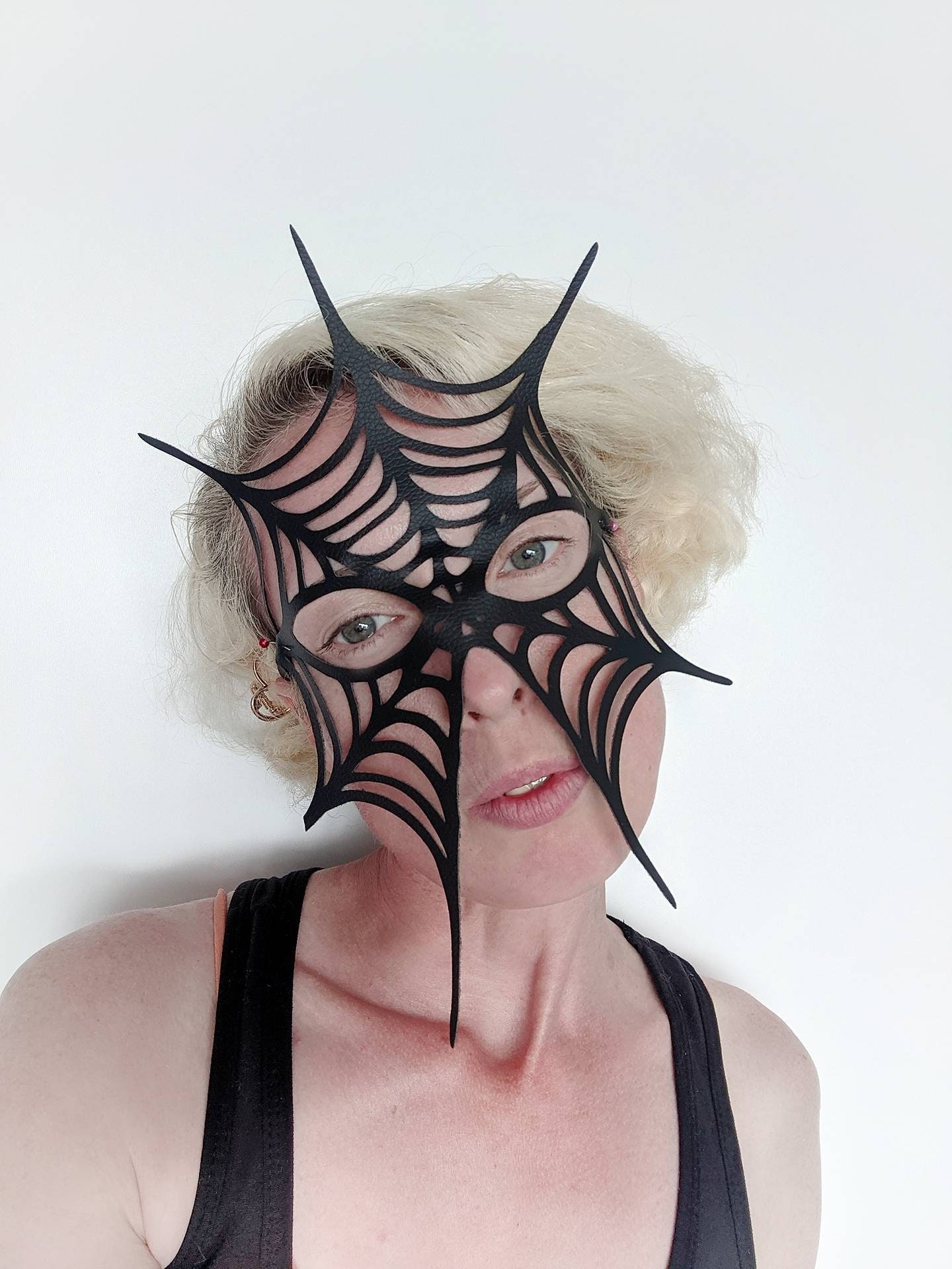 Spider Web Full Face Mask Leatherette Masquerade Masque - Etsy