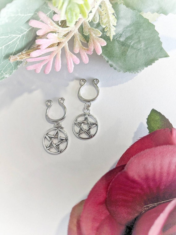 Pentacle Non Piercing Nipple Jewelry Witchy Jewellery | Etsy