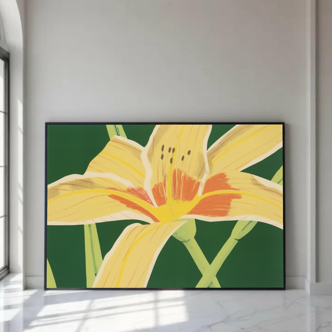 Alex Katz Style Yellow Lily Canvas Print, Modern Floral Wall Art, Large ...