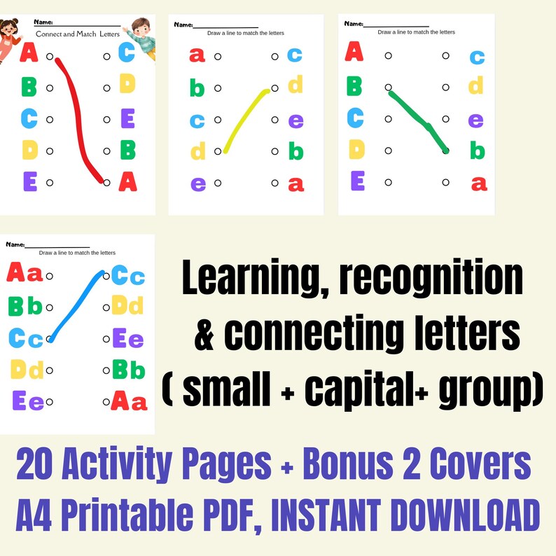 Alphabet Learning Activity – Letter Matching, Ages 2-4 (PDF Download A4 ...