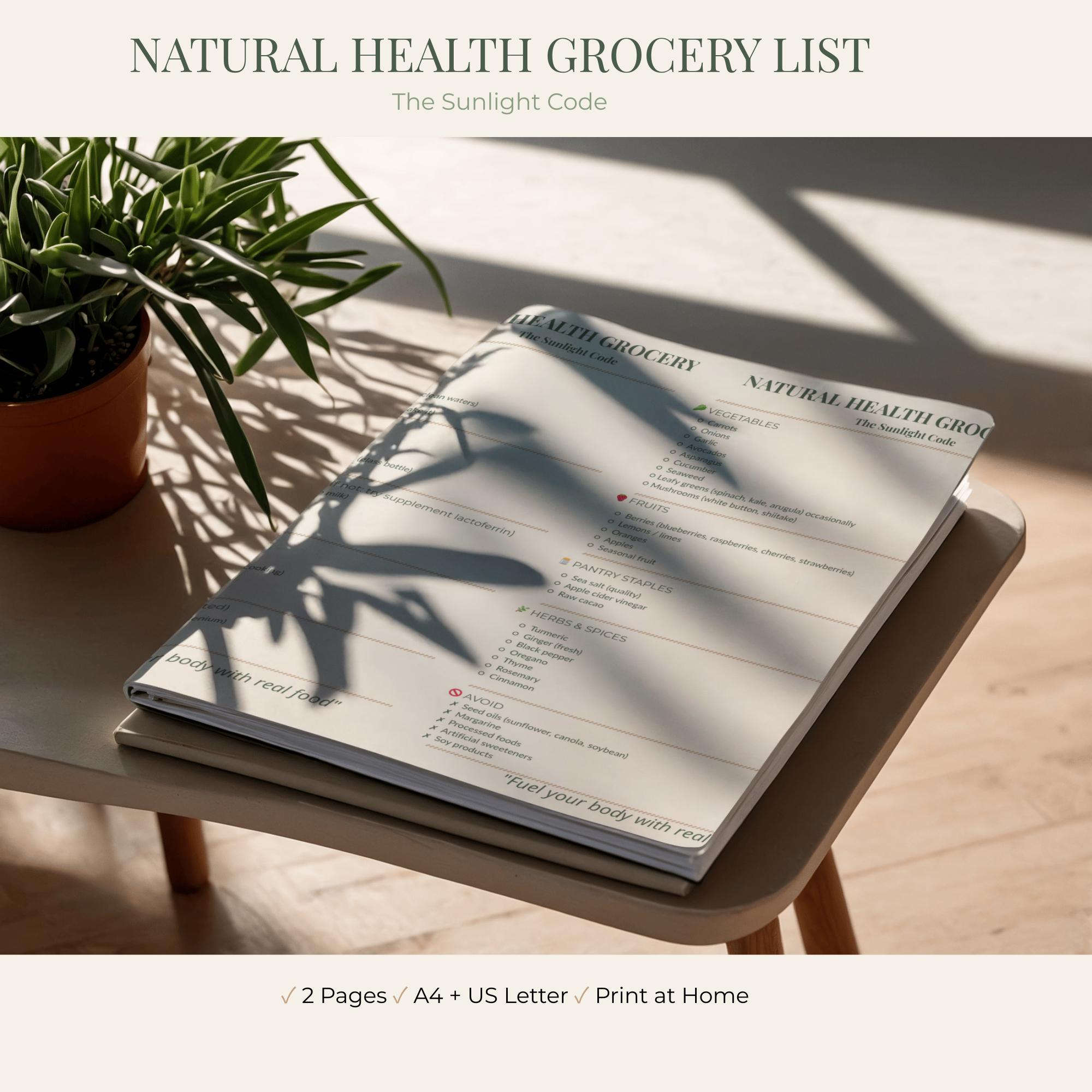 Healthy Grocery List Printable Clean Eating Shopping Checklist Natural ...