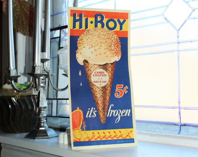 Vintage 1930s Hi Boy Ice Cream Sign Paper Sign Advertising - Etsy