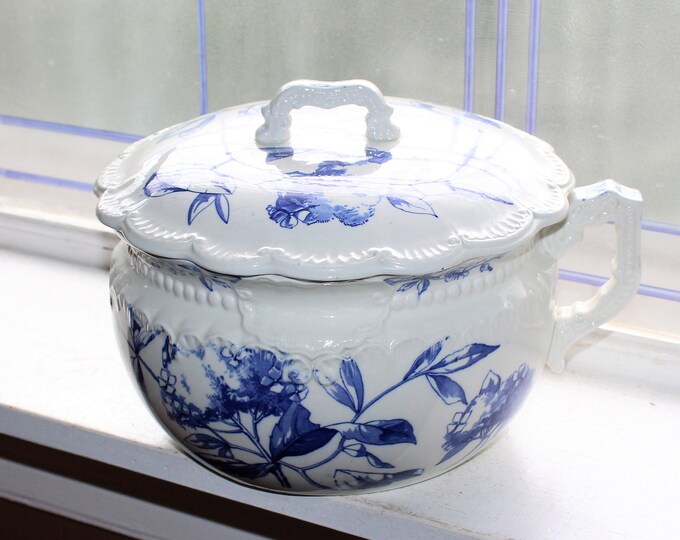 Antique Victorian Chamber Pot 1800s Blue & White Ridgways Chartley - Etsy