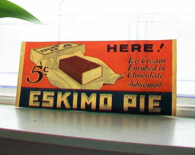 Vintage 1920s Eskimo Pie Paper Sign Ice Cream Sign & Stand up - Etsy
