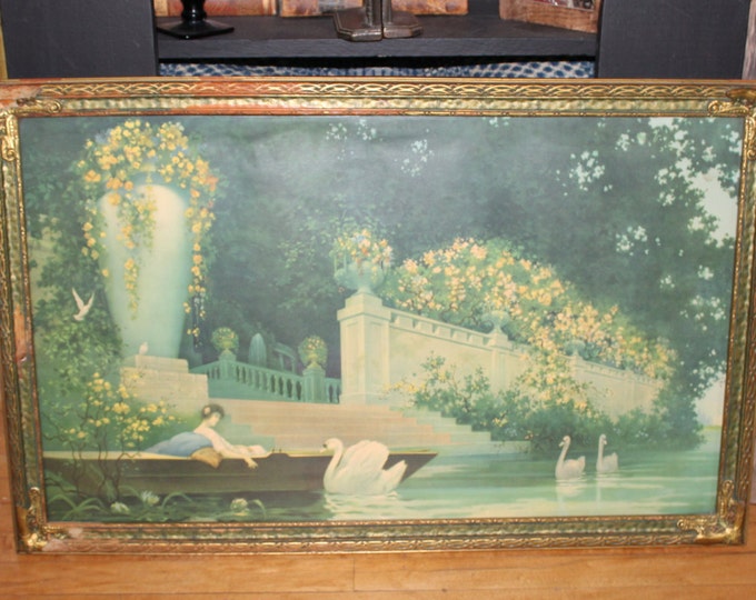 Large 1920s George Hacker Lithograph Print Daydreams Original Frame 32 ...