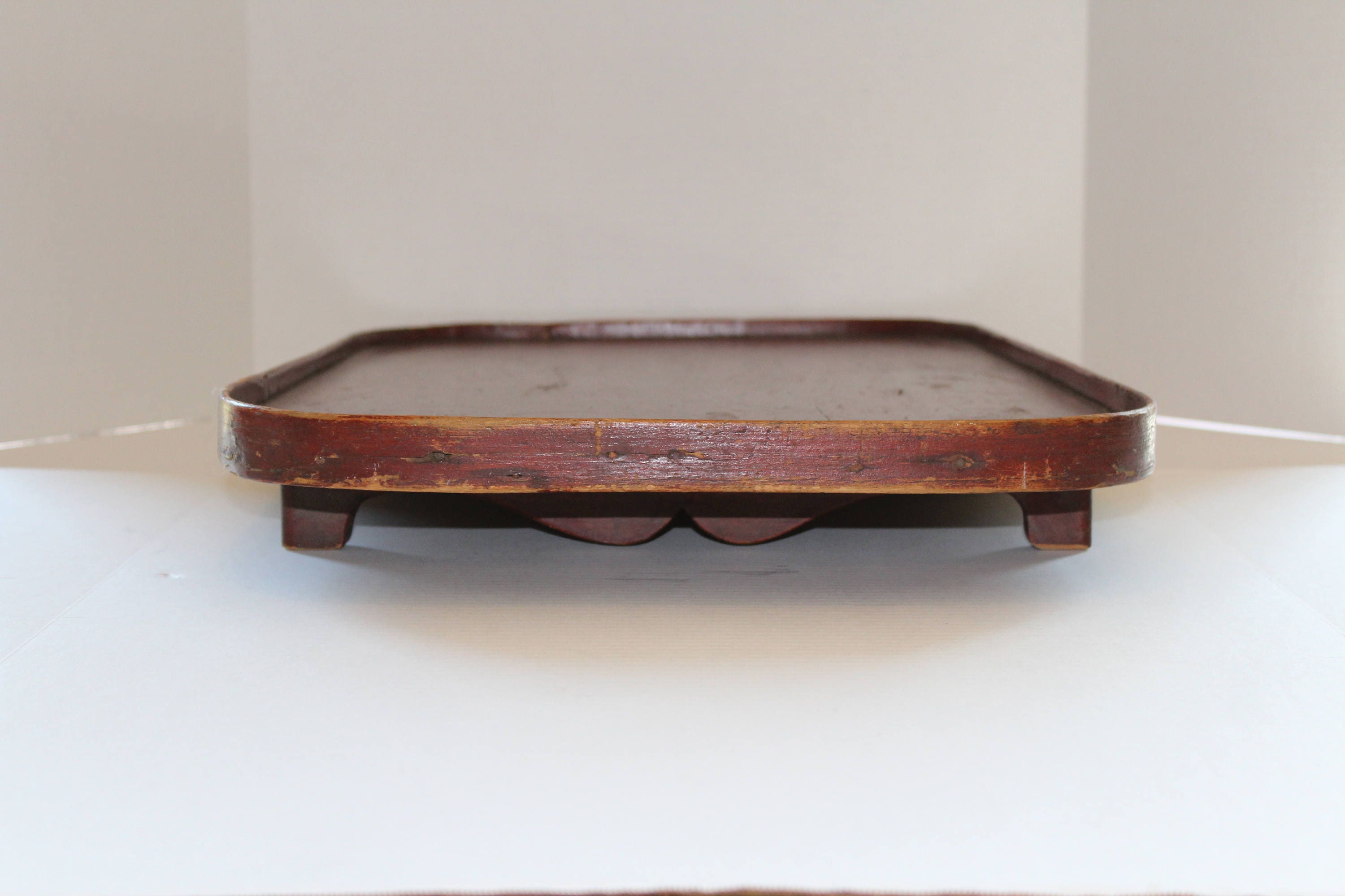 Antique Footed Wooden Tray Large Primitive Rustic Farmhouse Decor