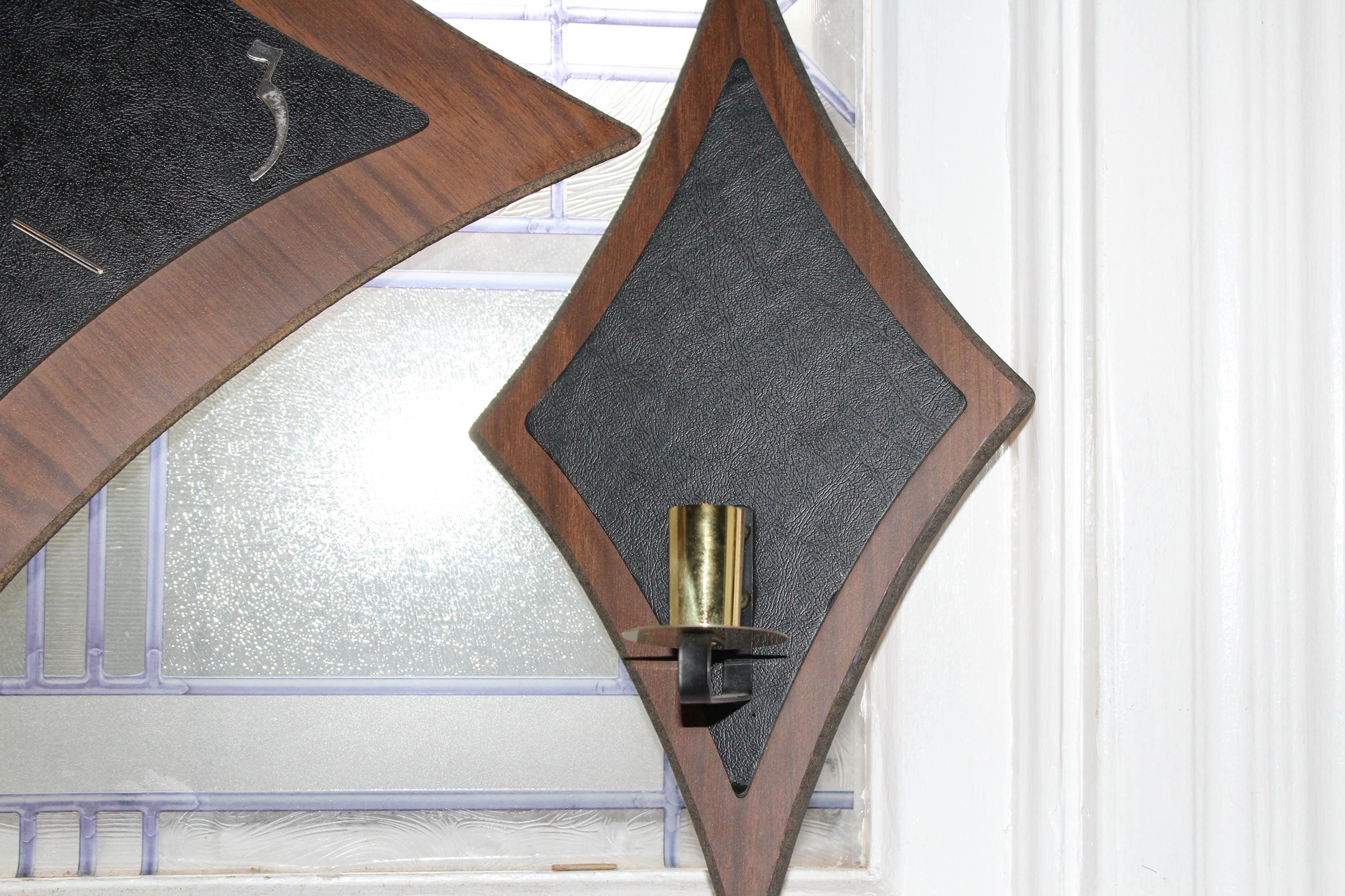 Mid Century Wall Clock with Candle Sconces Vintage 1960s