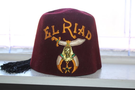 Vintage El Riad Masonic Fez Hat Shriners - Gem