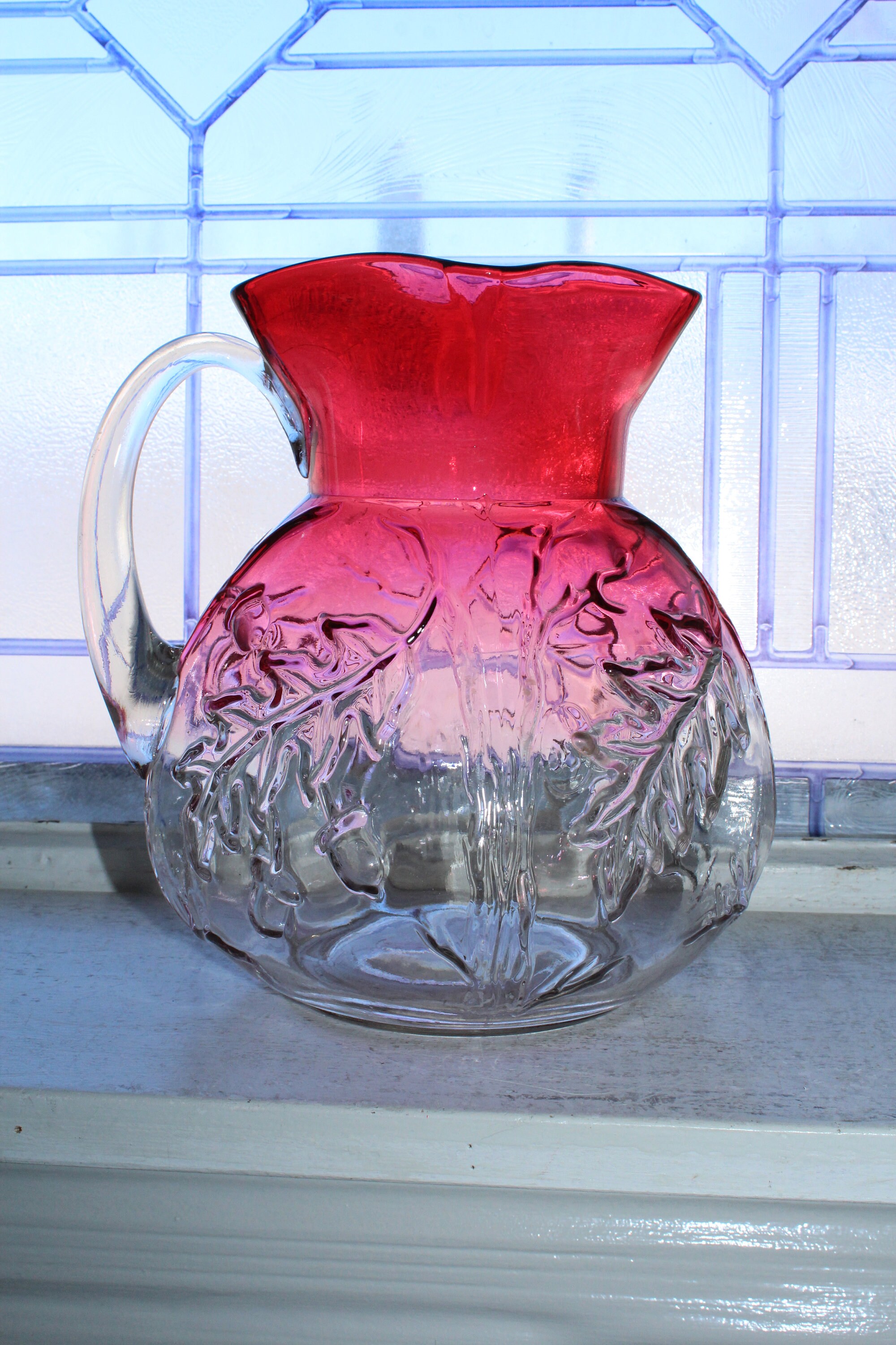 Antique Northwood Rubina Royal Oak Pitcher