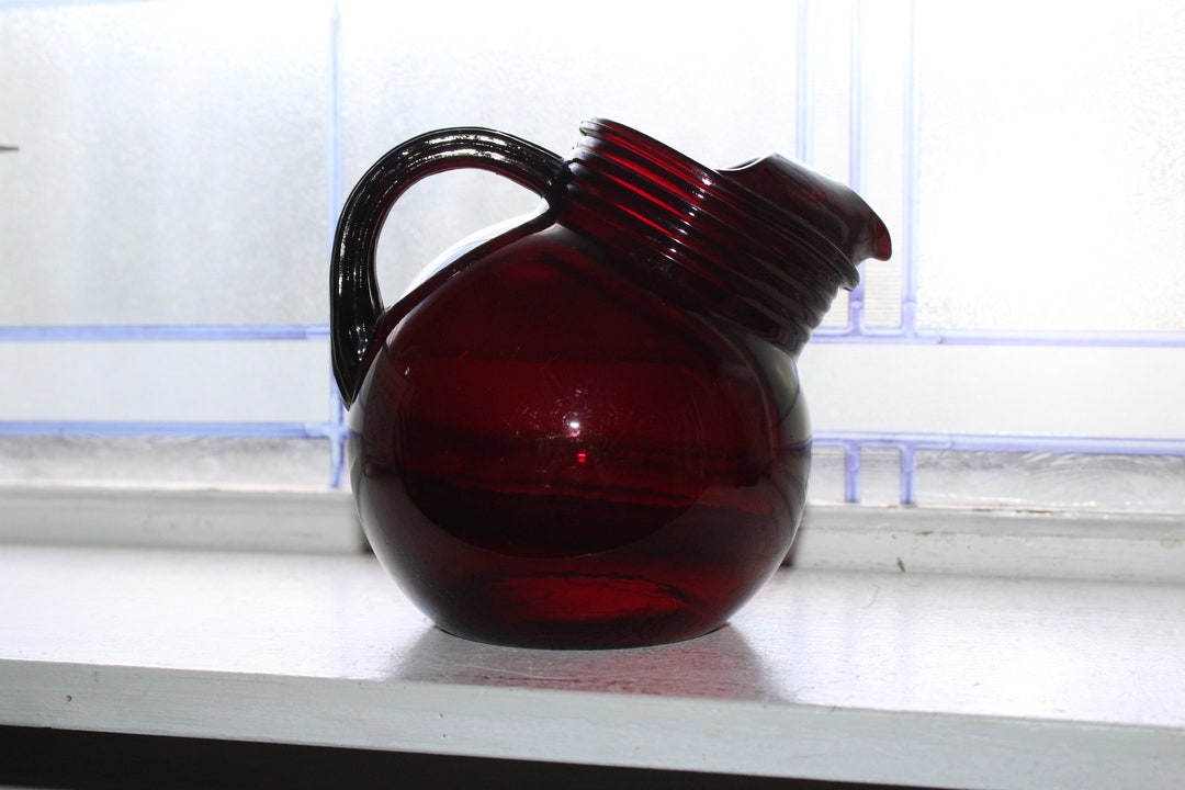 Royal Ruby Red Depression Glass Ball Pitcher Vintage 1930 - Etsy