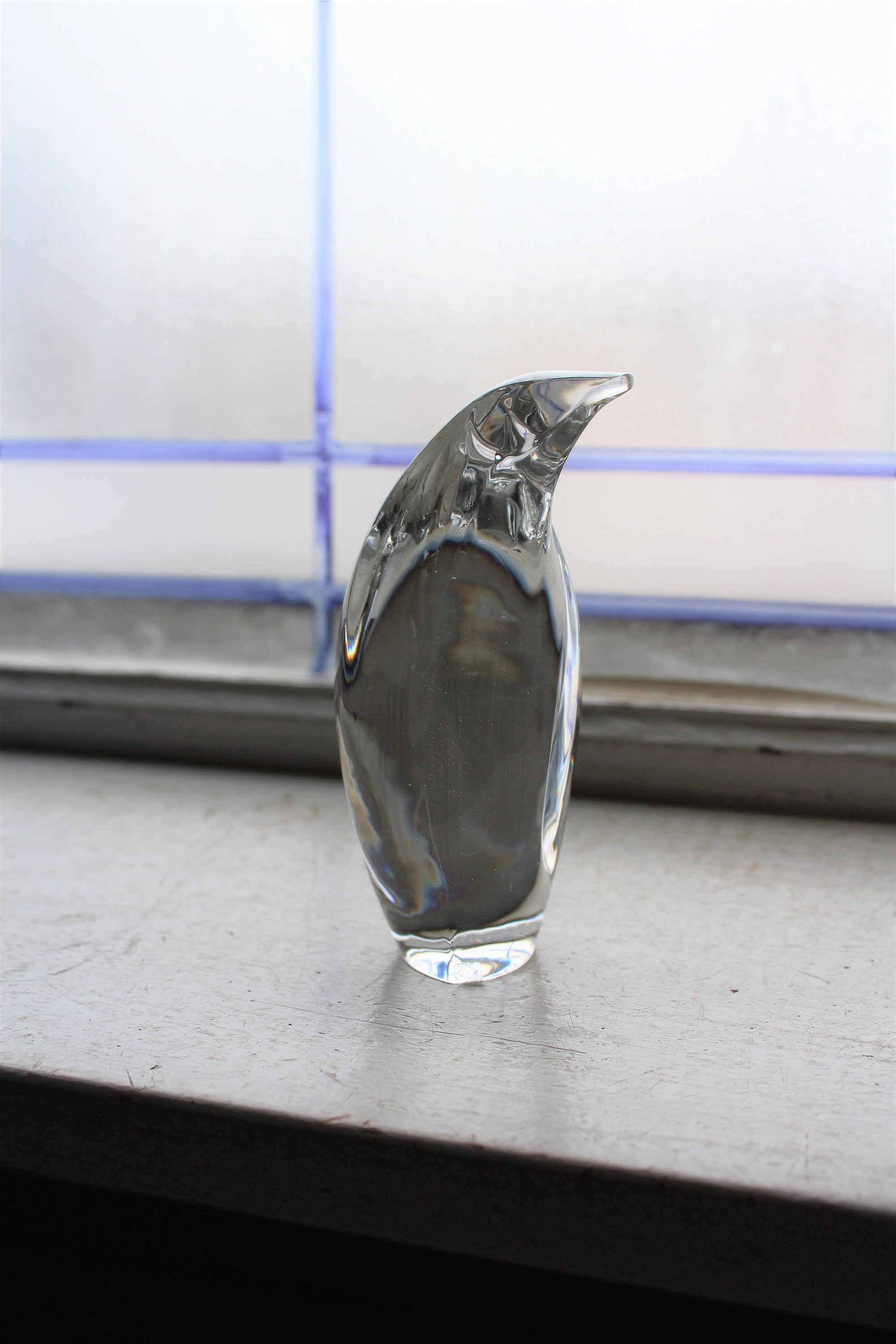 Dansk Crystal Penguin Figurine Paperweight Vintage Art Glass