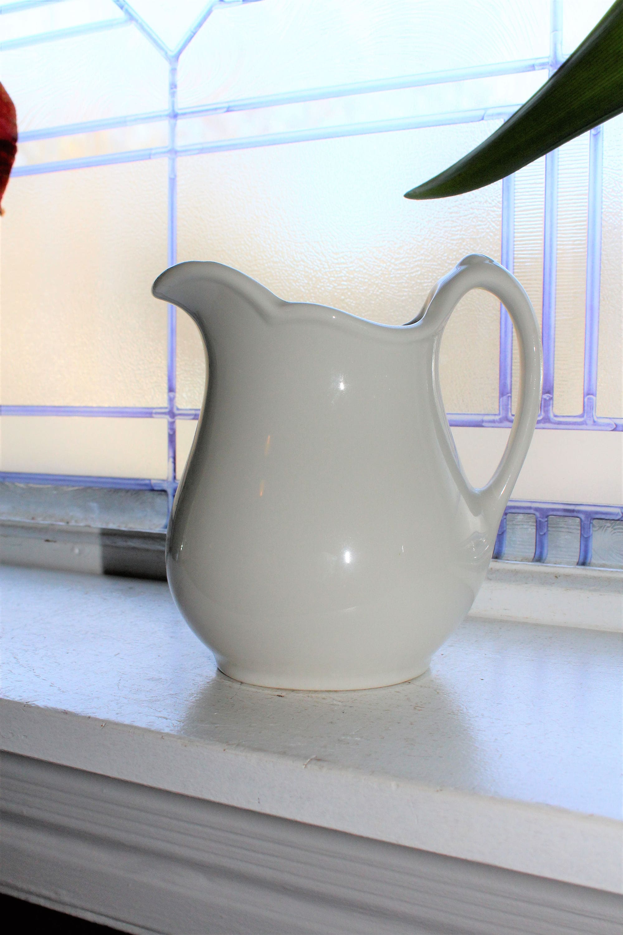 Vintage White Ironstone Milk Pitcher Sterling China