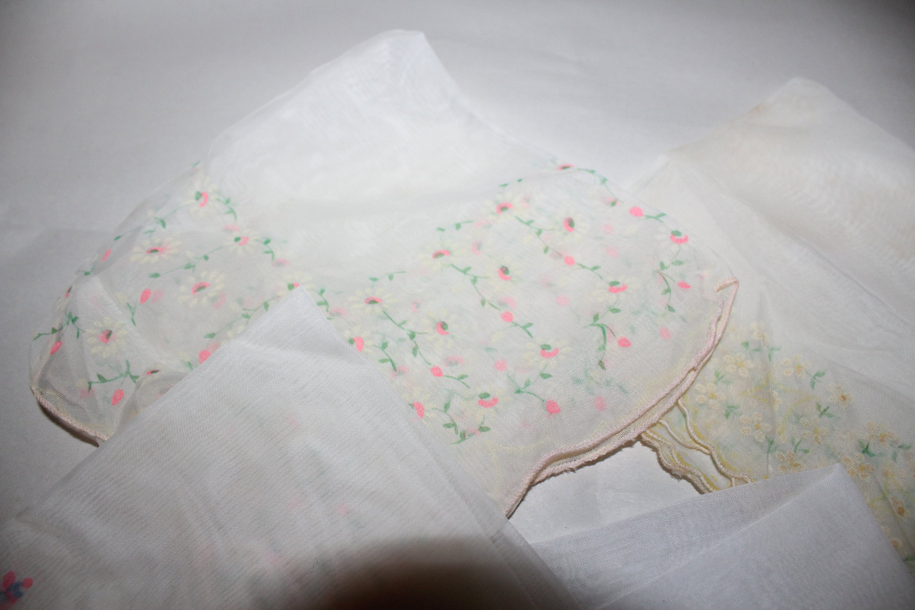 5 Vintage Ladies Silk Handkerchiefs