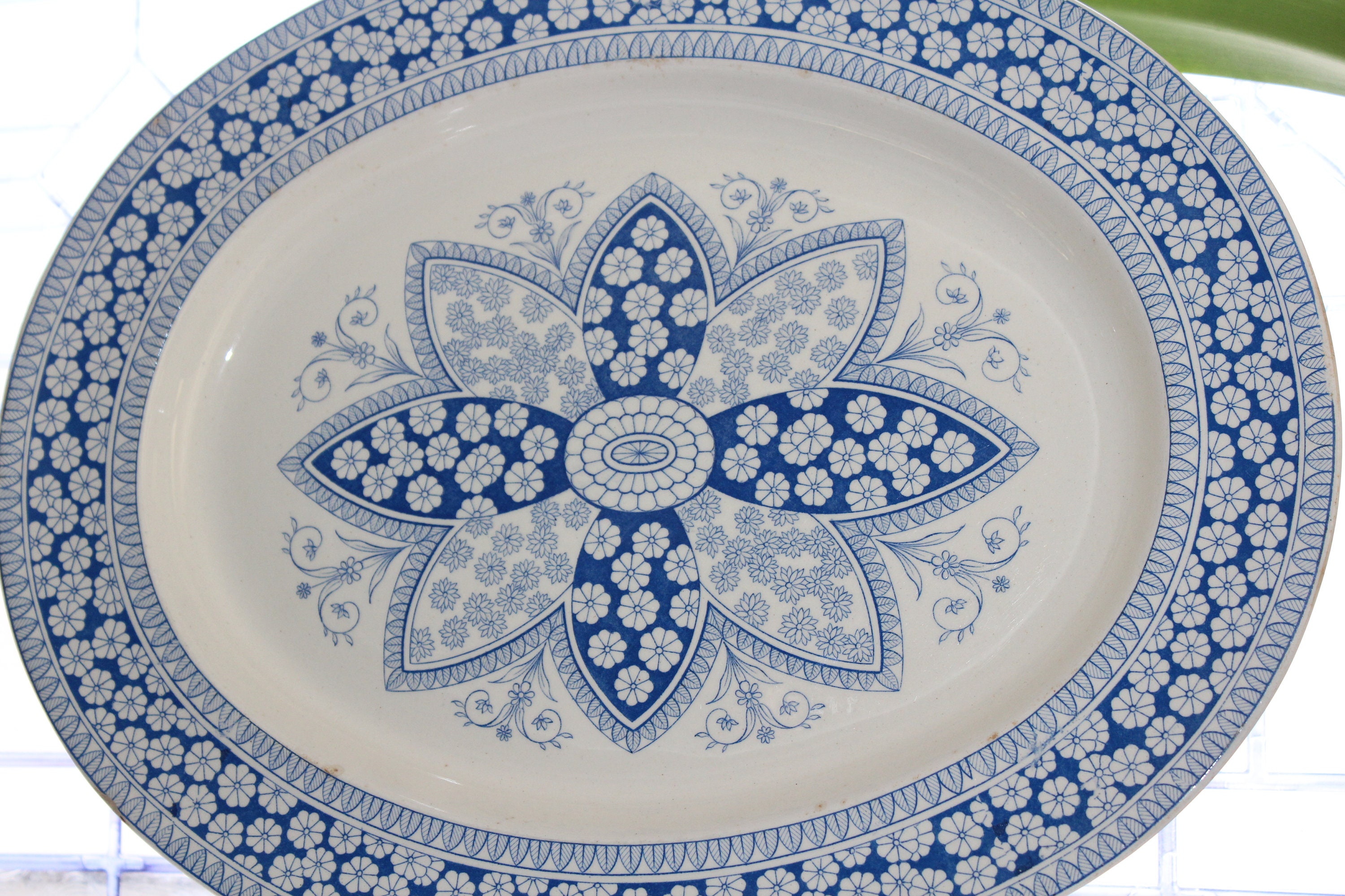 Antique Copeland Primrose Platter Blue Transferware Circa 1881