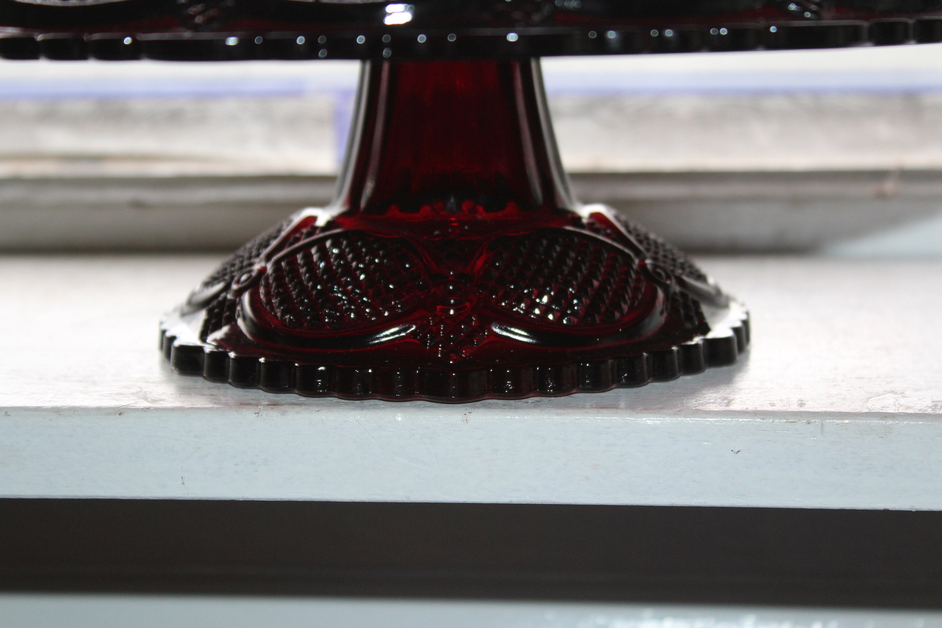 Ruby Red Avon Cape Cod Cake Stand Fostoria