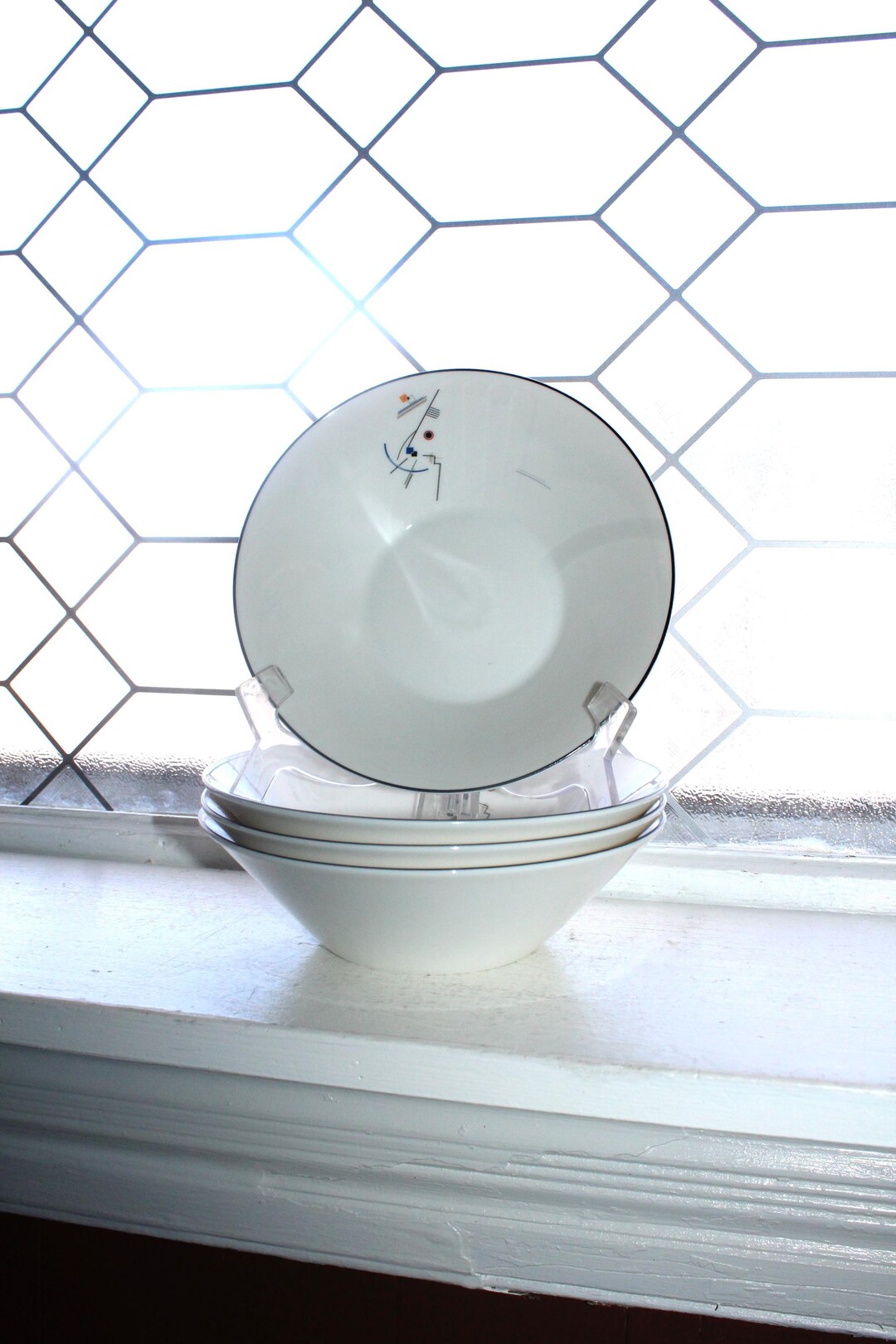 Art Deco International Ultra Bone Cereal Bowls, Set of 4 - Etsy