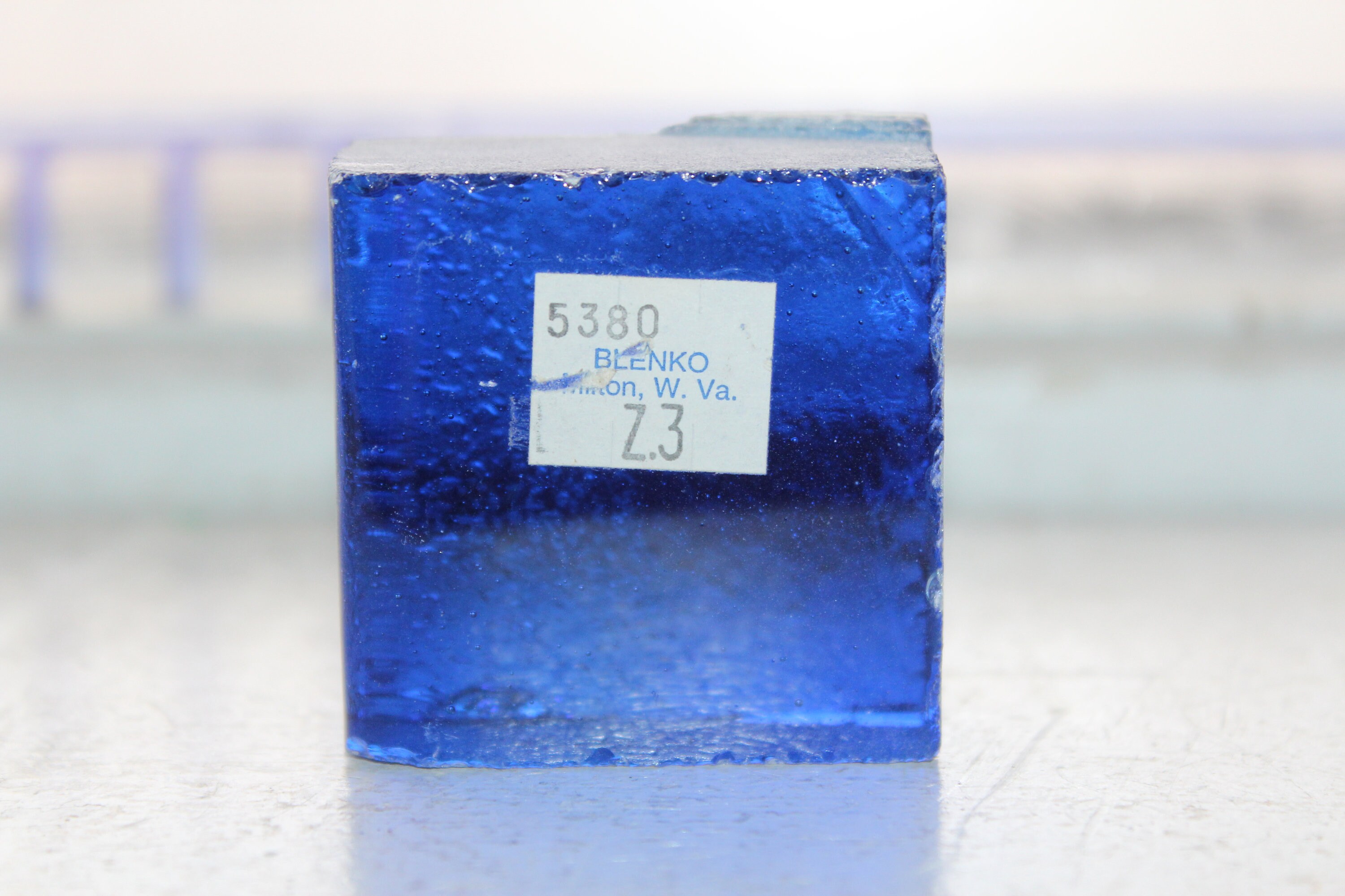 Vintage Blenko Glass Color Sample Block Paperweight Art Supply 5380 Z3