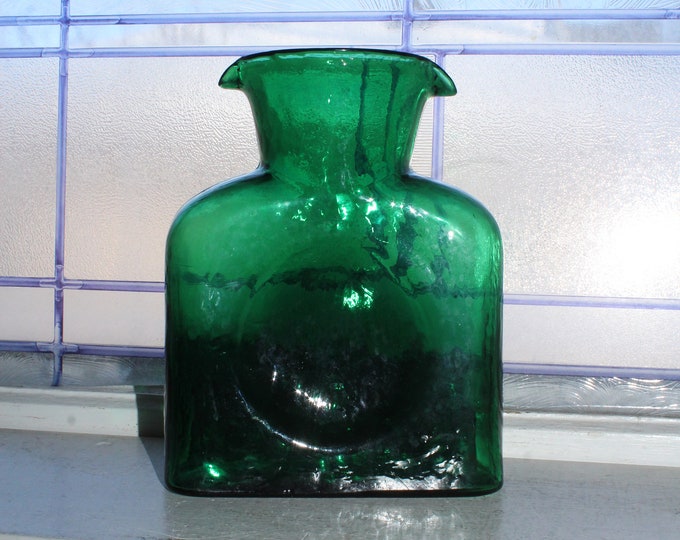 Vintage Blenko Vivid Emerald Green Carafe Double Spout - Etsy