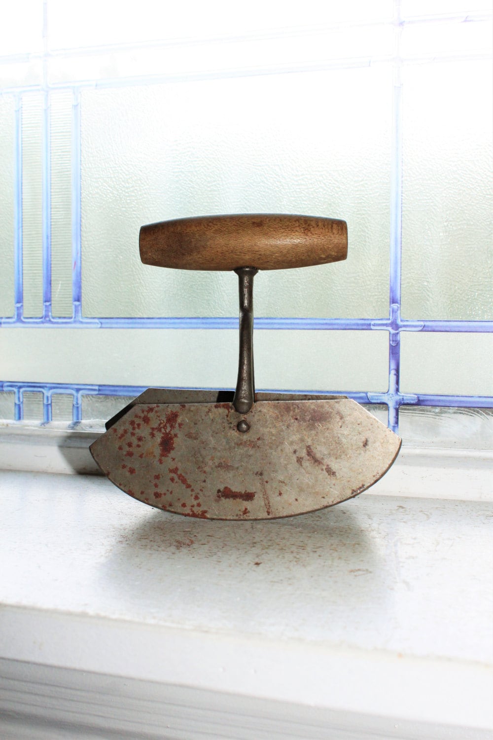 Antique Kitchen Chopper Double Blade Metal and Wood Early 1900s