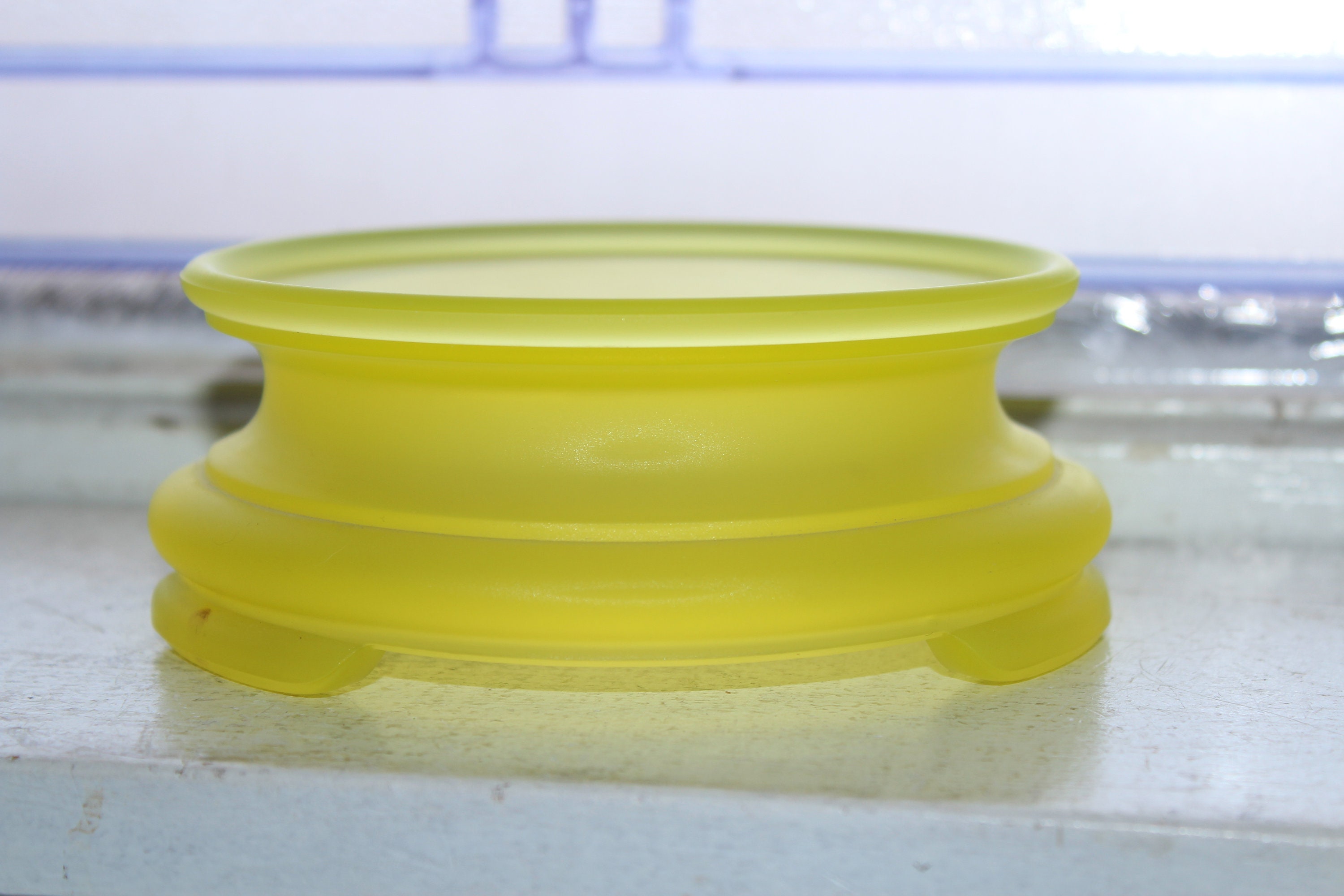 Vintage Tiffin Vaseline Uranium Glass Stand Planter Vase Base 1930s
