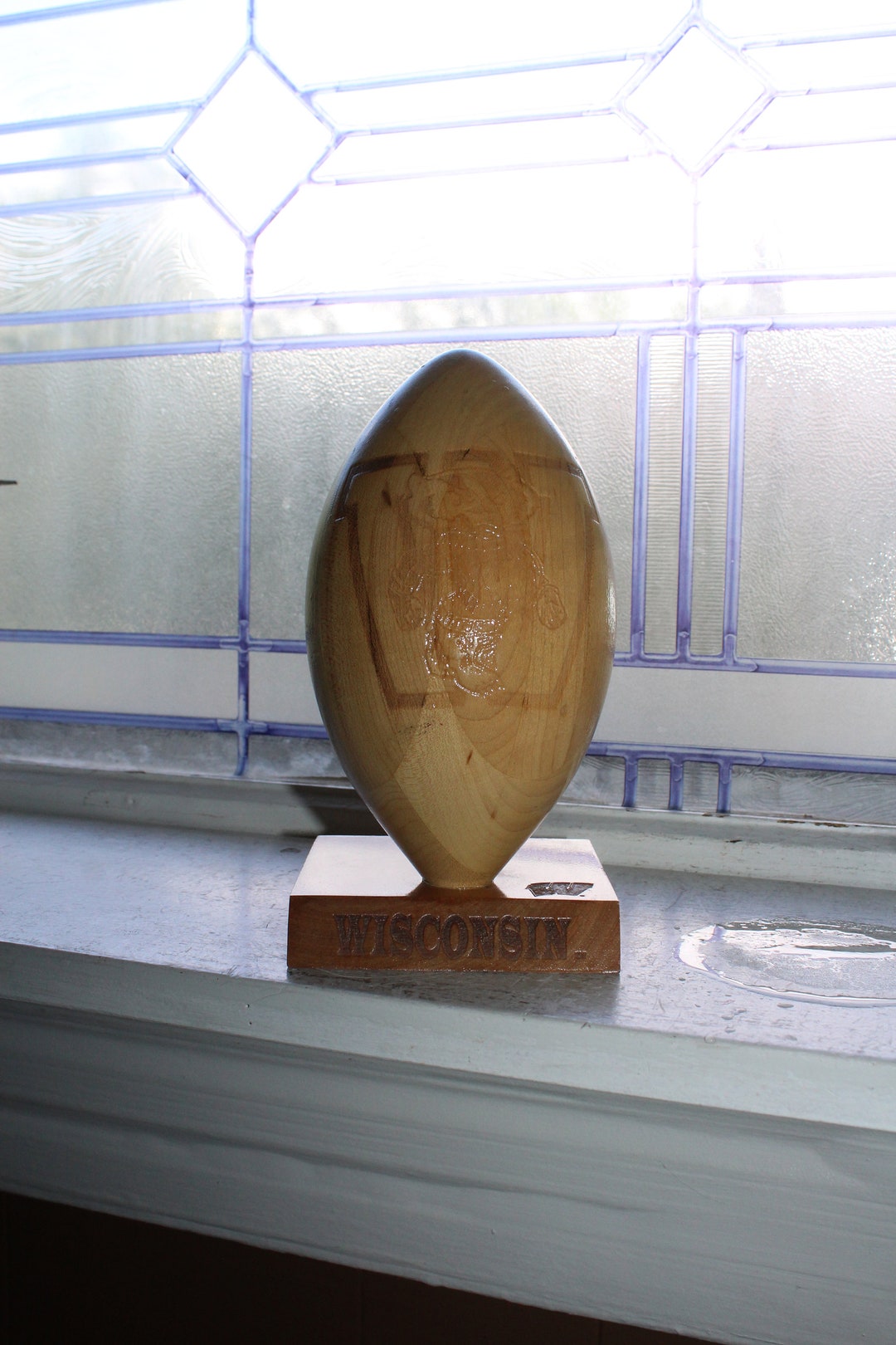 Vintage Wisconsin Badgers Wood Football Statue - Etsy