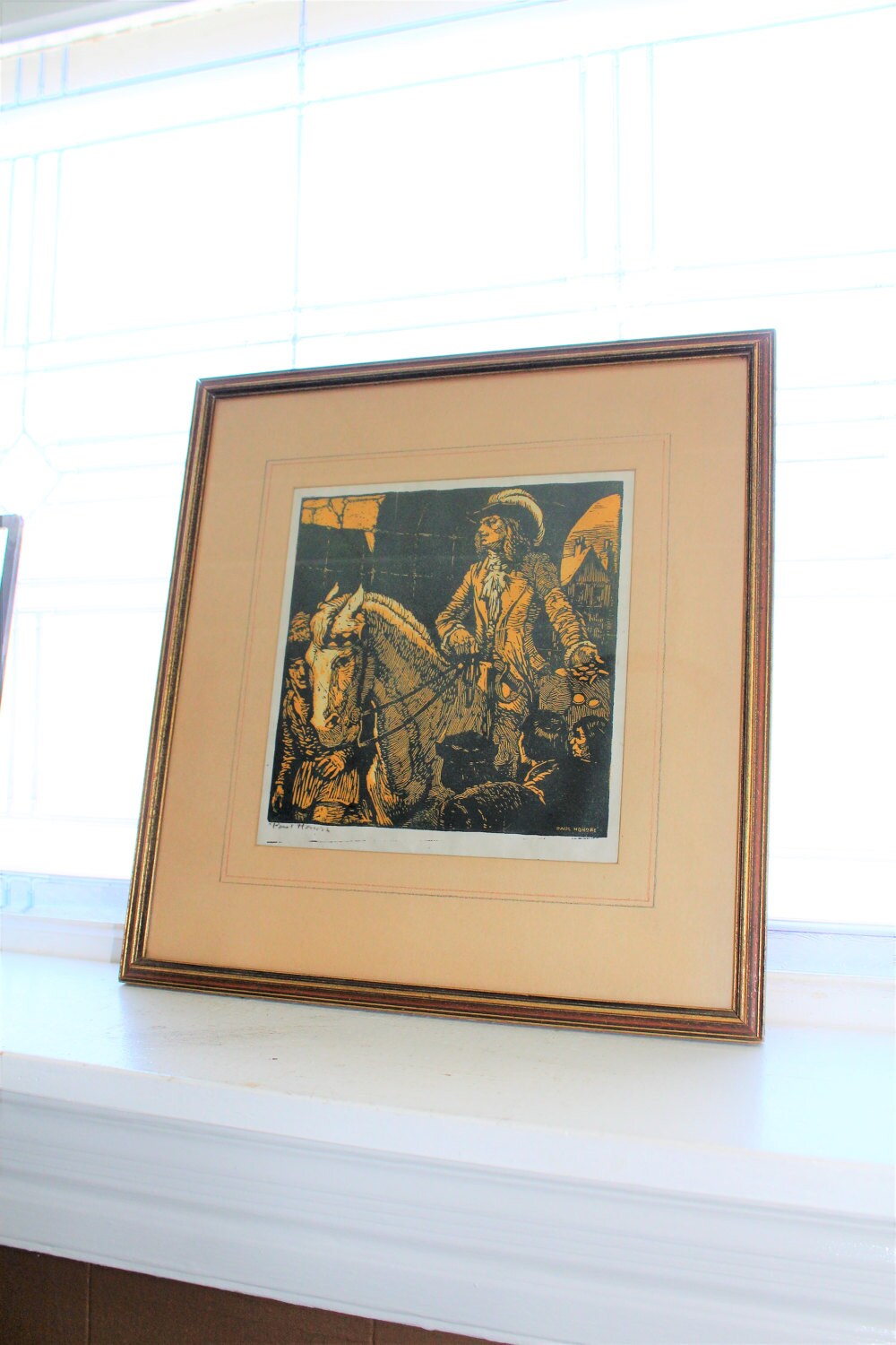 Paul Honore Woodblock Print European Man Tossing Coins Vintage 1940s ...