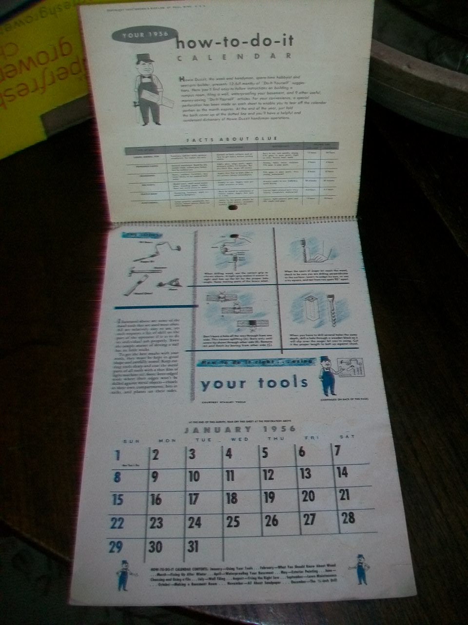 Vintage 1956 Calendar With Airplane Park River North Dakota