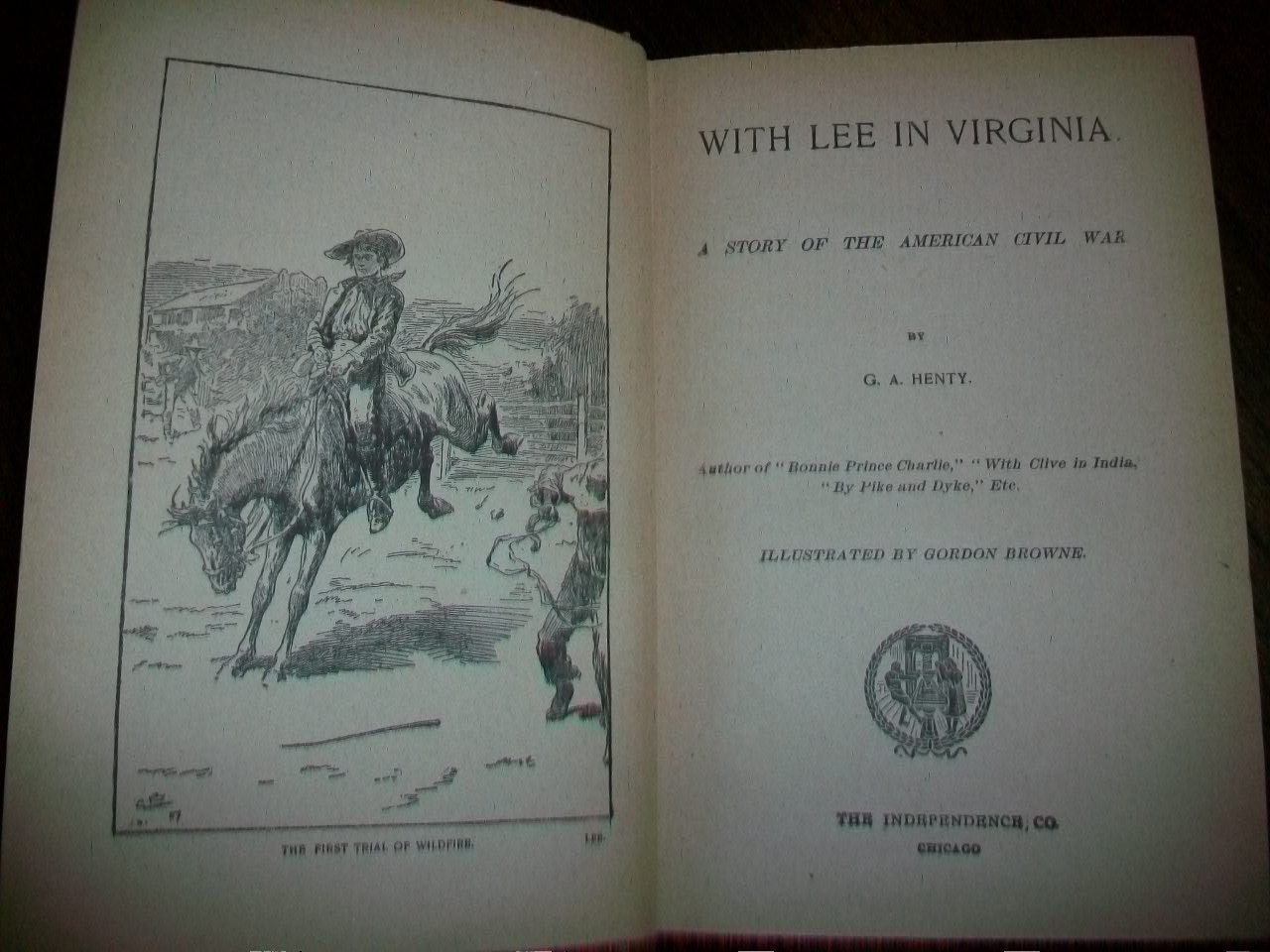 Antique Book With Lee In Virginia G.A. Henty Civil War