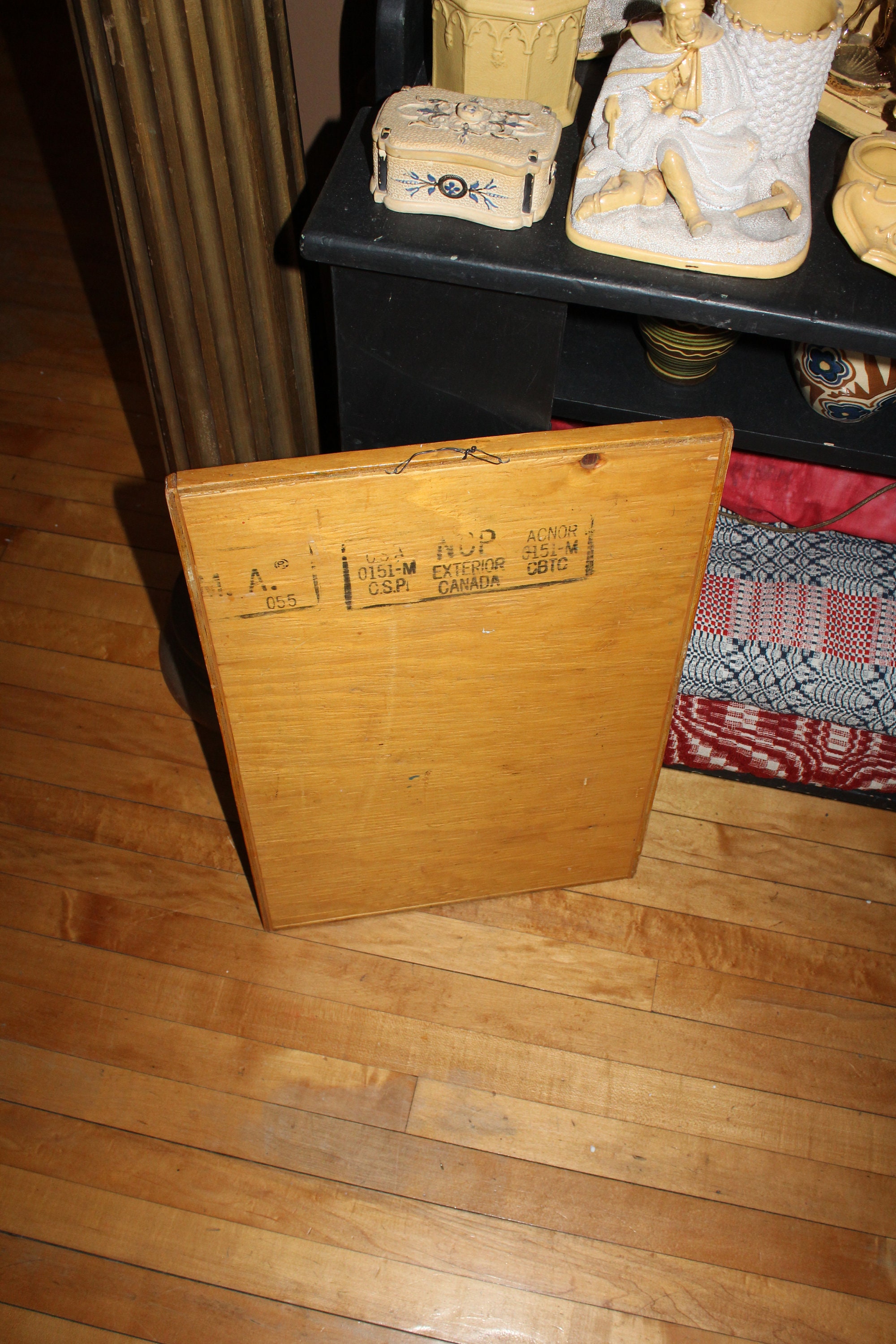 Primitive Wooden Checkers Game Board Handmade Vintage 1950s