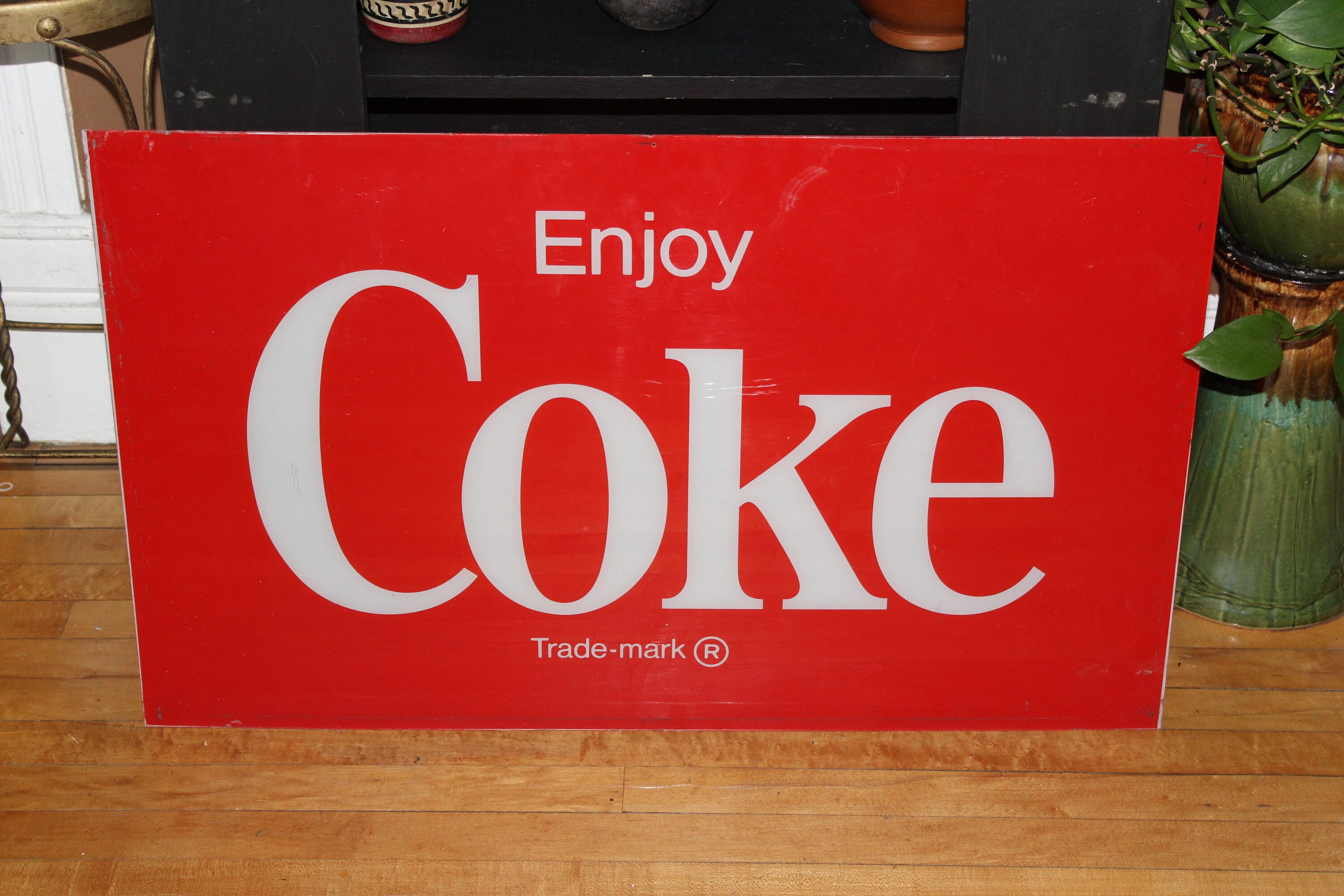 Vintage Coca Cola Sign 34 x 21 Retro Diner Decor Enjoy Coke