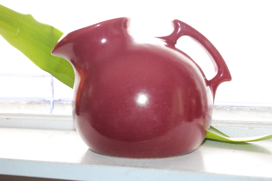 Maroon Red Ball Pitcher Uhl Pottery Vintage 1940s - Etsy