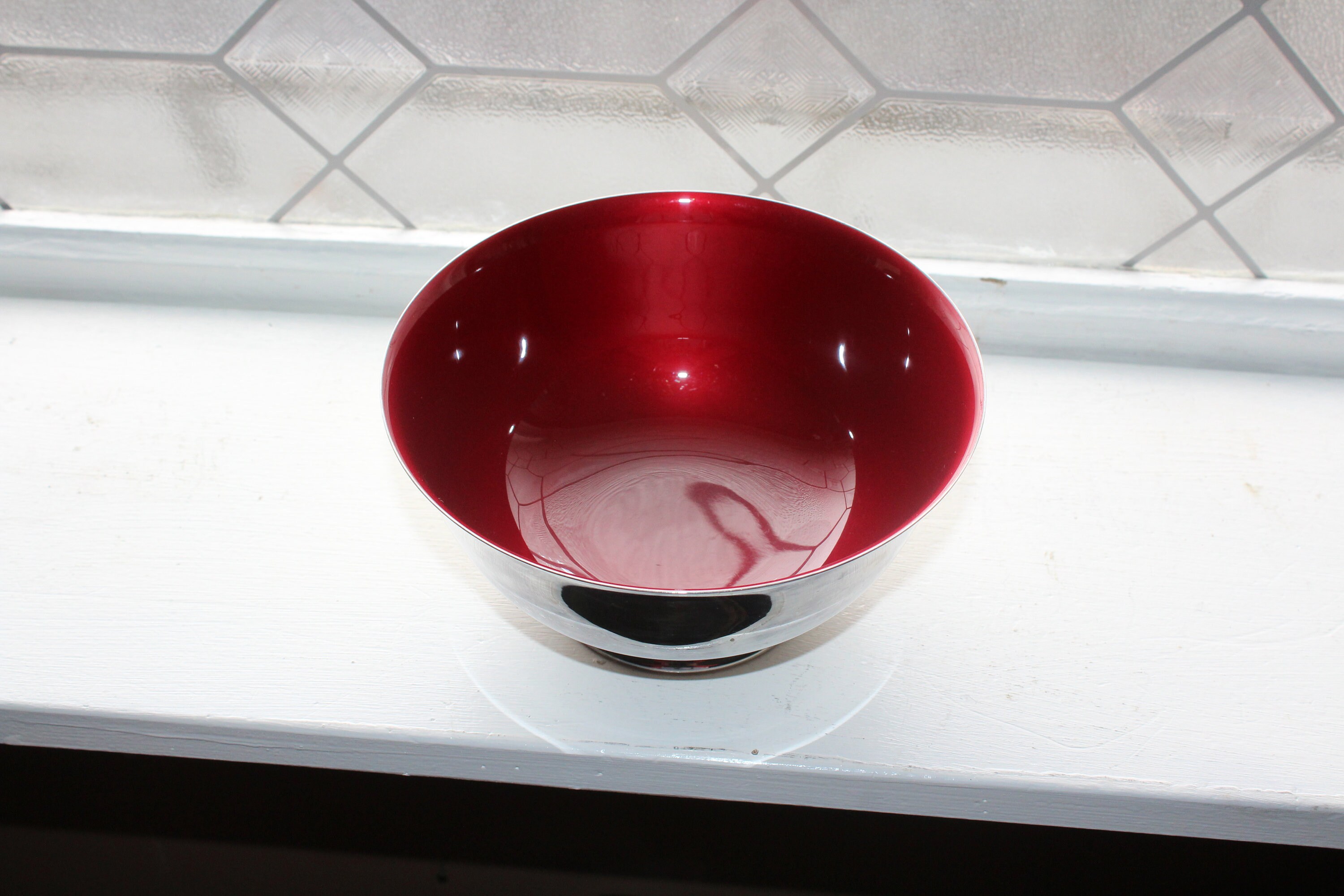 Vintage Reed & Barton Silverplate Bowl with Red Interior Enameling