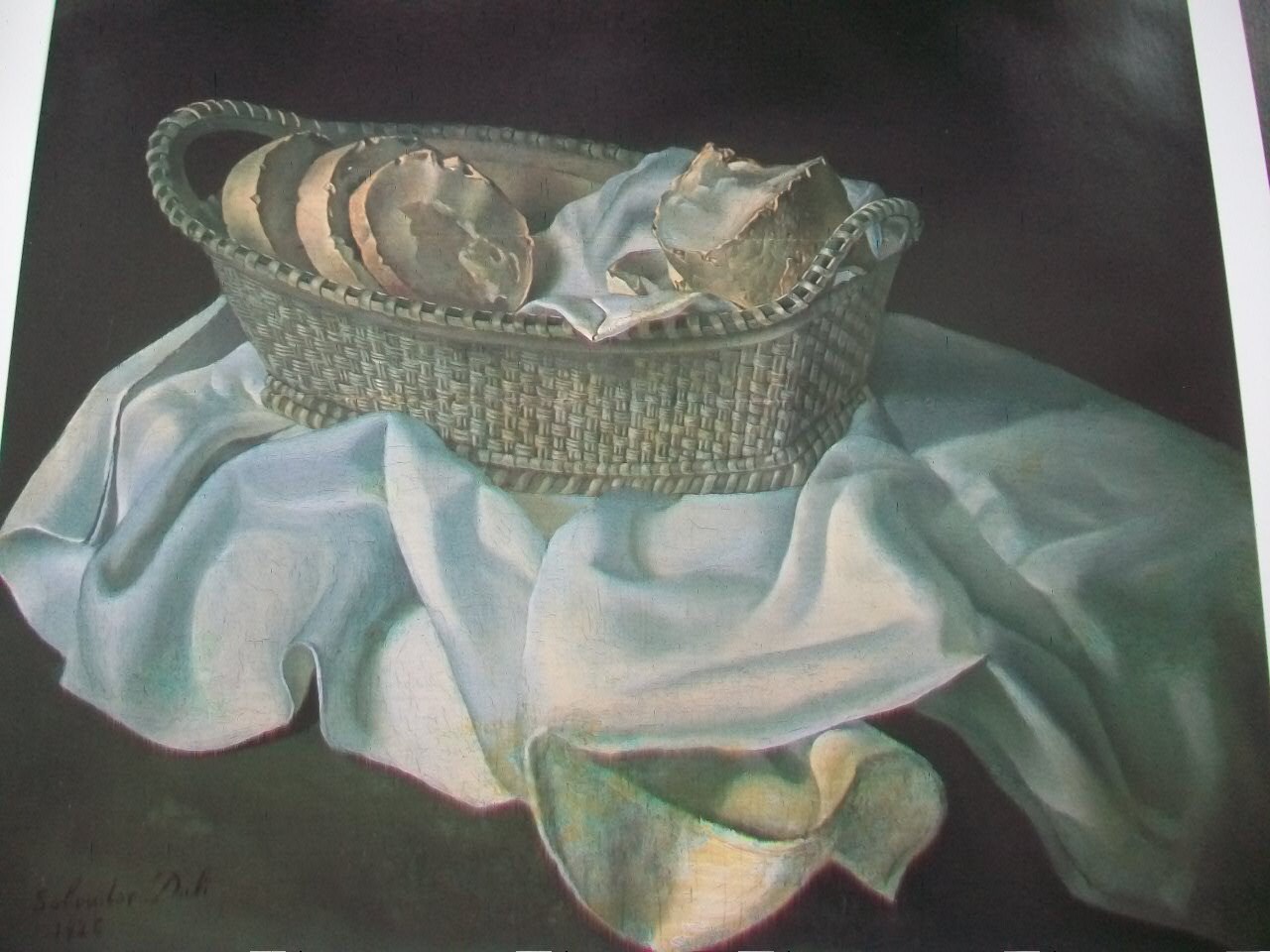 Vintage Salvador Dali Museum Poster Basket of Bread 28 x 24