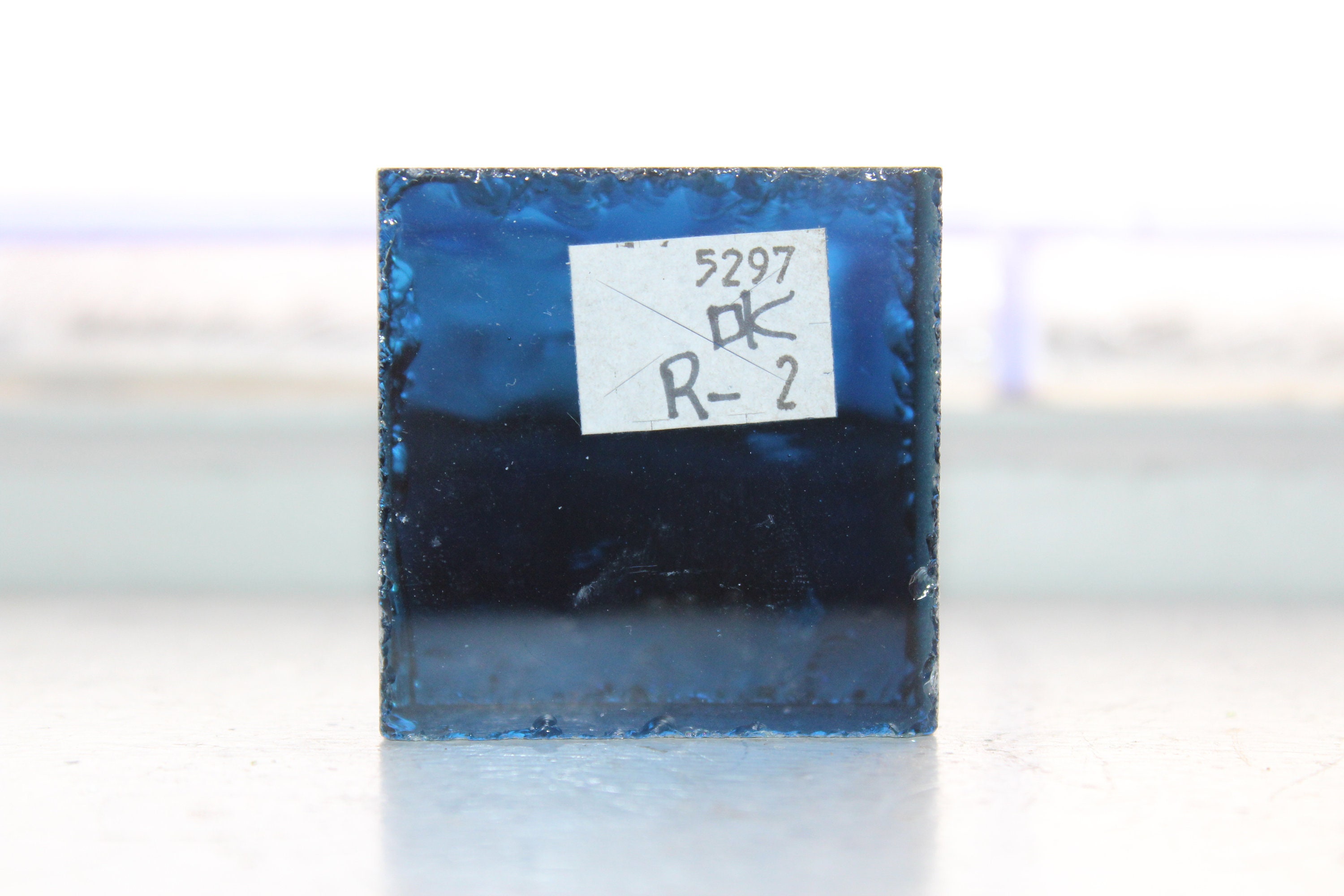 Vintage Blenko Blue Glass Color Sample Block Art Supply 5297DK R2