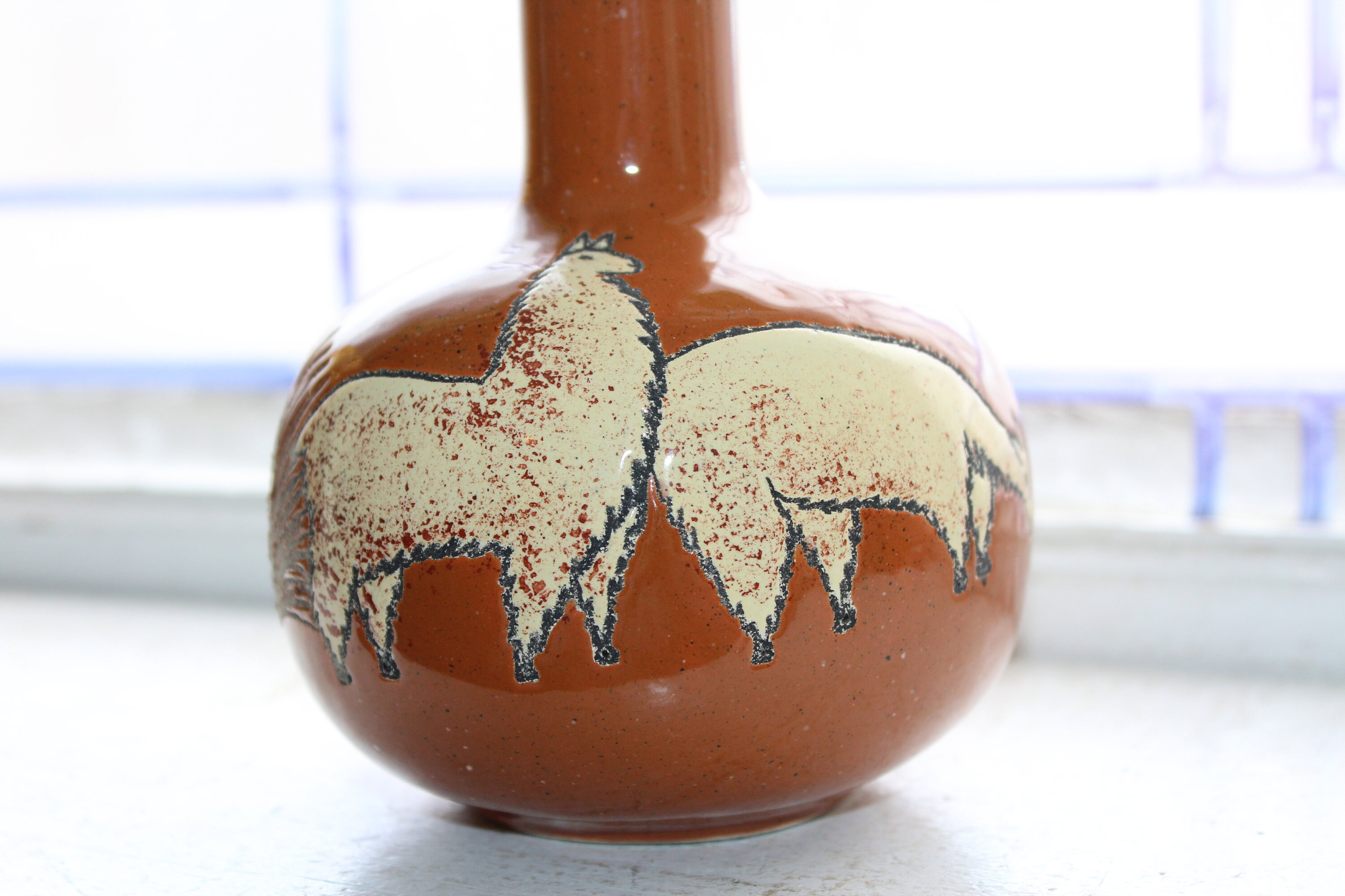 Mid Century Pottery Vase Eduardo Vega Llamas Vintage 1970s