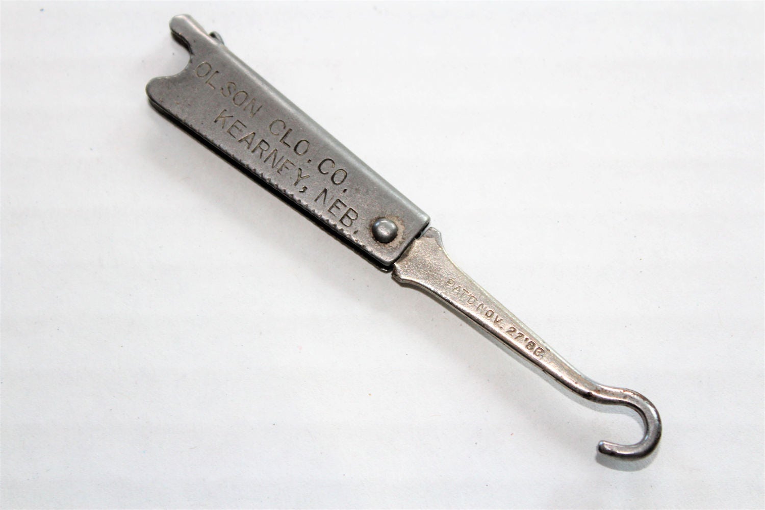 Antique Folding Button Hook Advertising Walk Over Shoes Kearney Neb