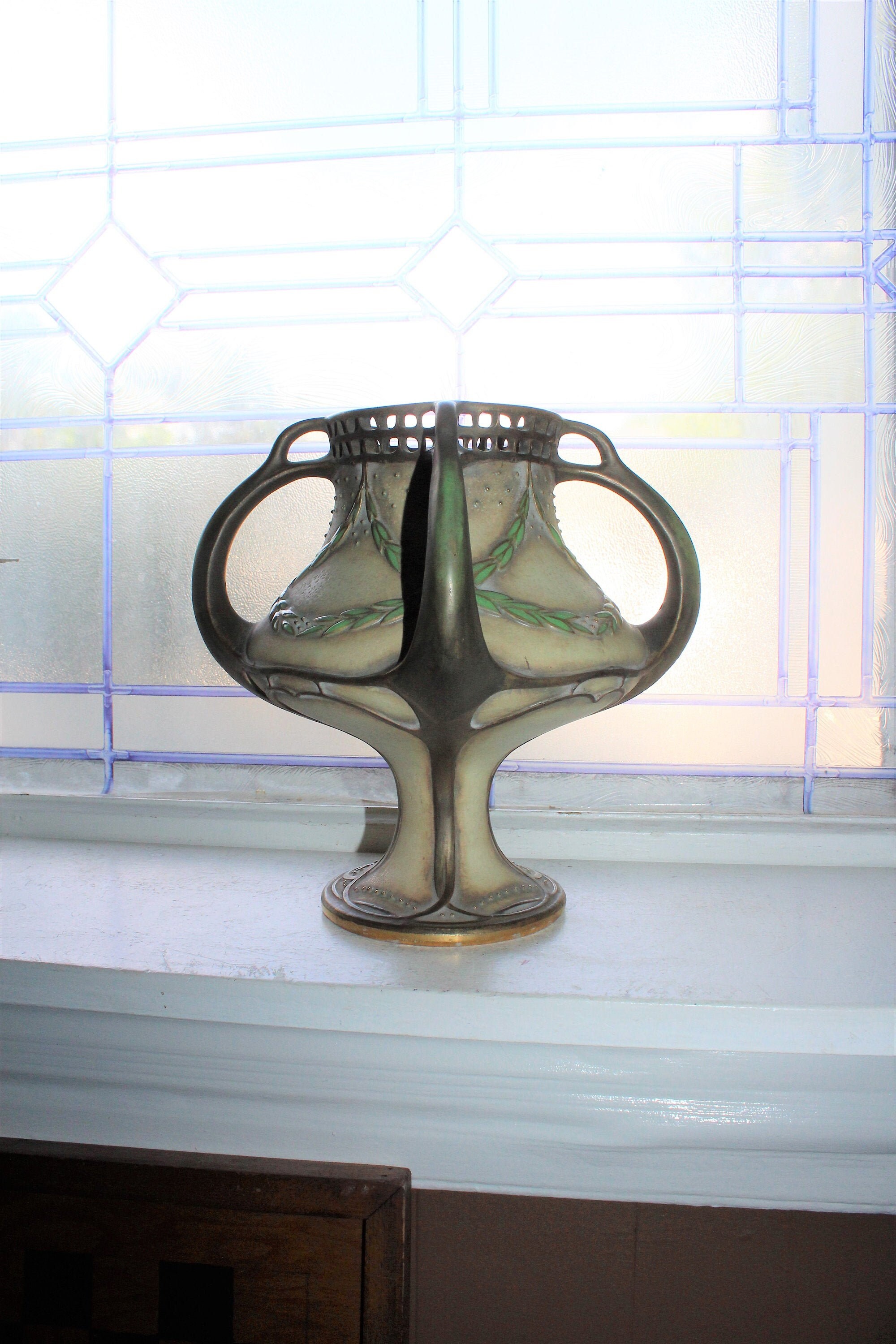Reserved for James Art Nouveau Turn Teplitz Amphora Pottery Vase 4 ...