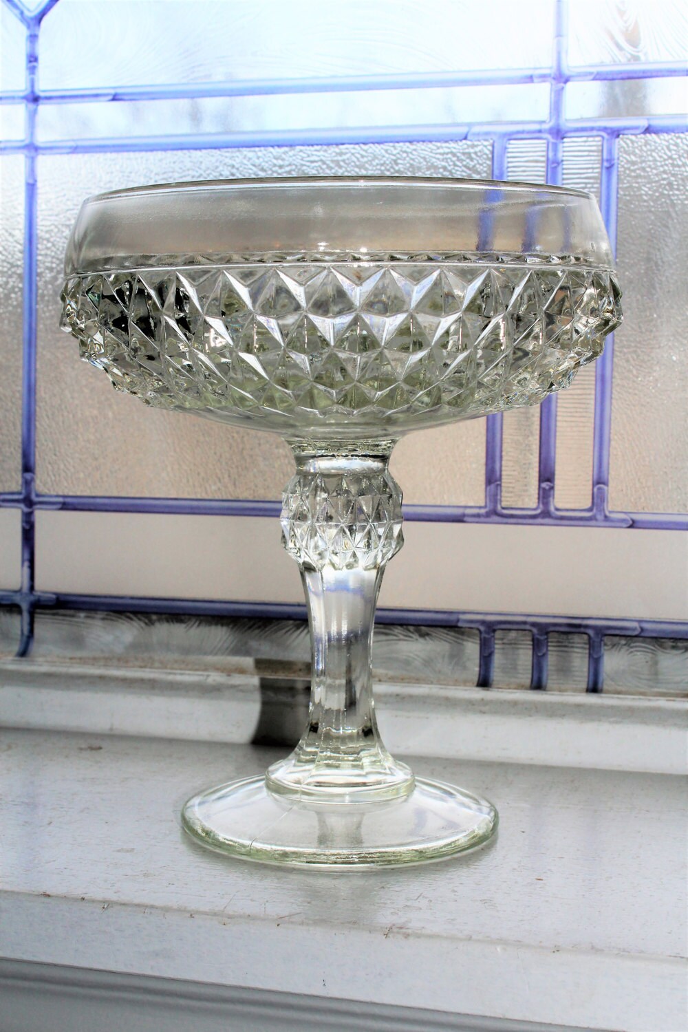 Vintage Pressed Glass Compote Candy Dish