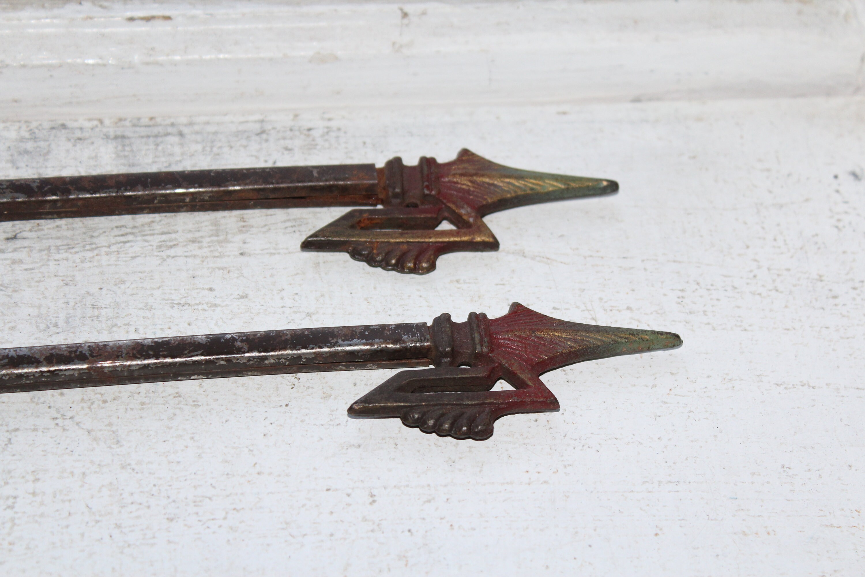 2 Vintage Arrow Curtain Rods Swing Arm Art Deco 1920s