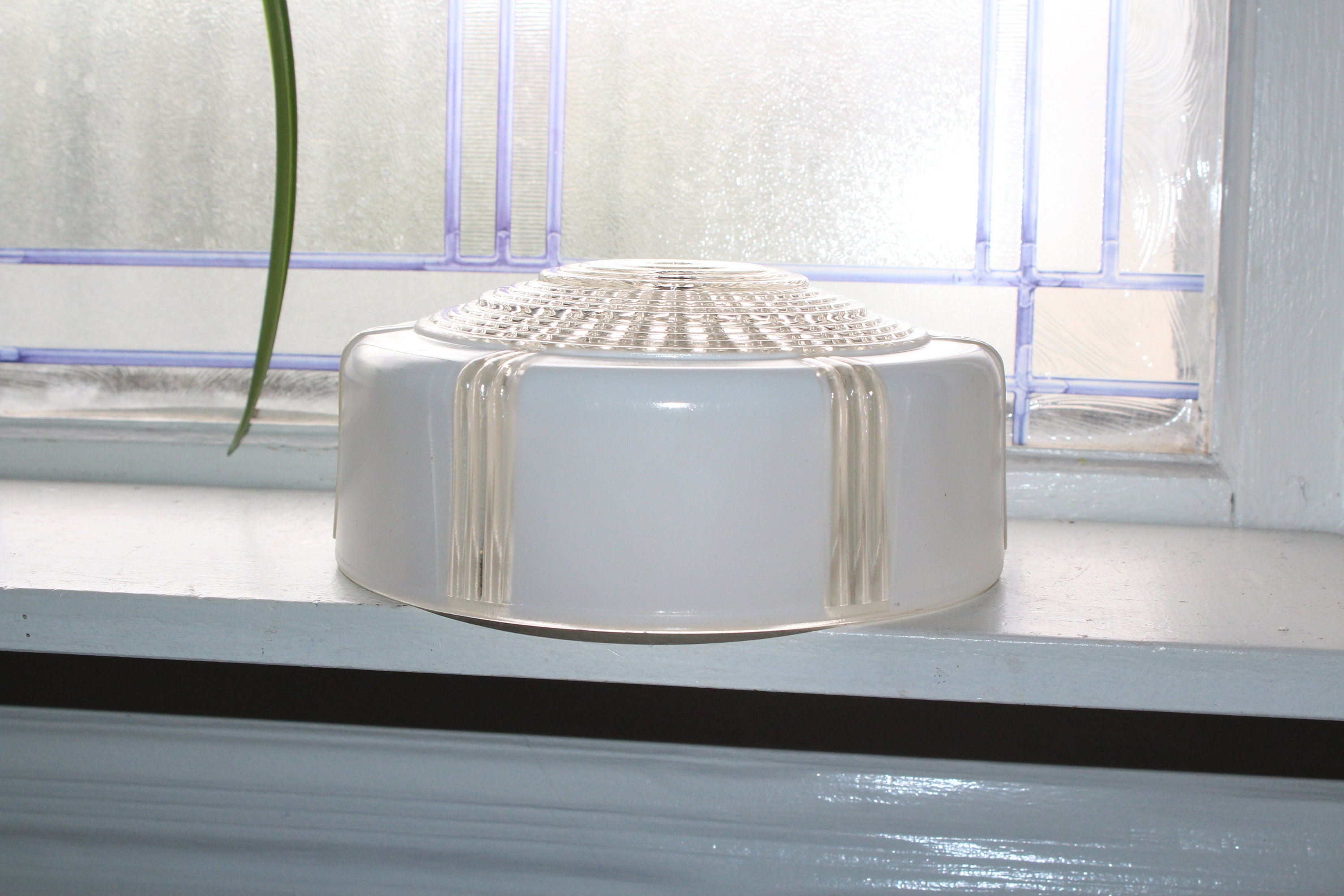 Vintage Art Deco Ceiling Light Fixture Shade Clear and Frosted Glass