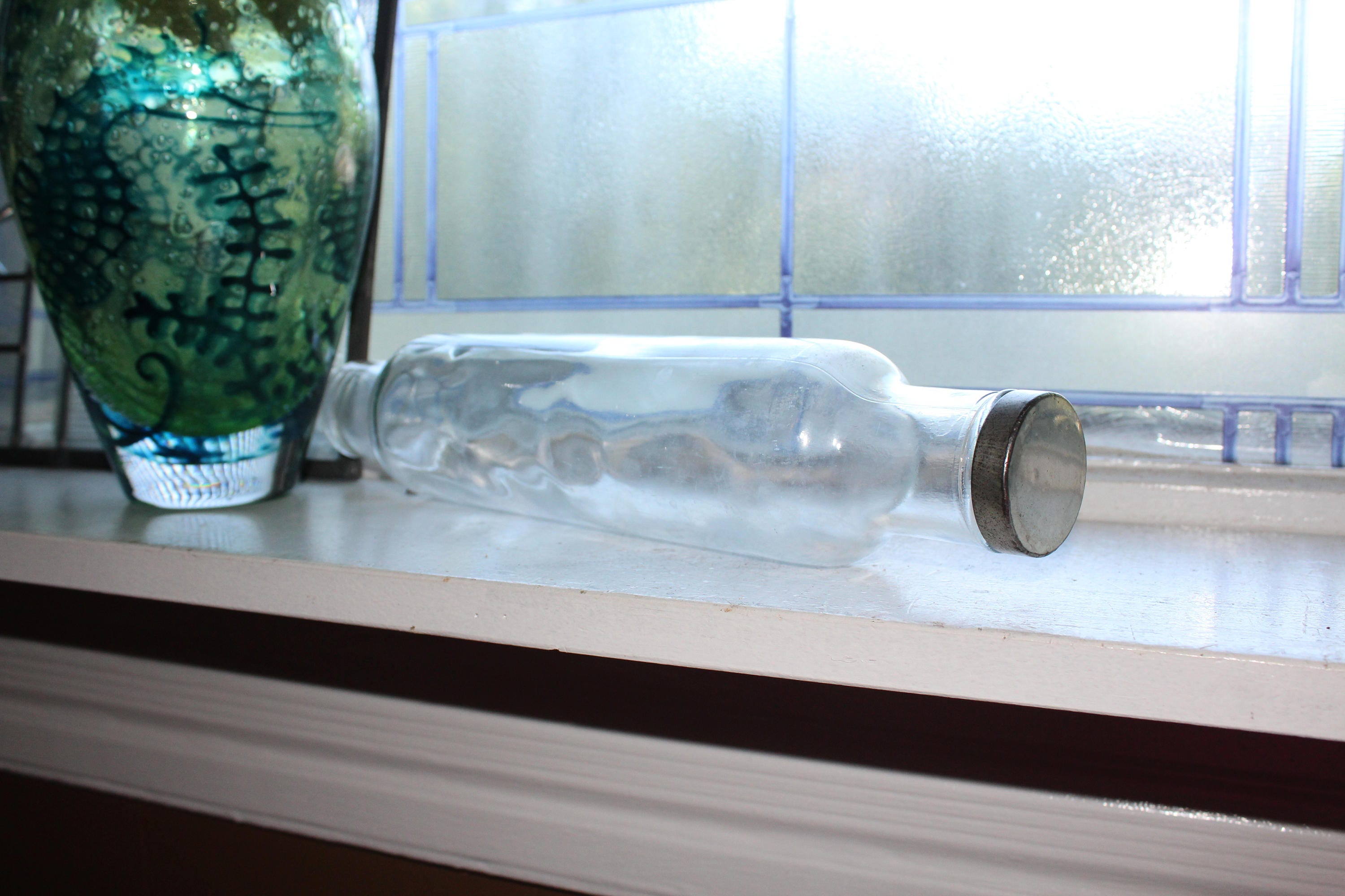 Vintage Glass Rolling Pin Roll Rite with Screw On Cap