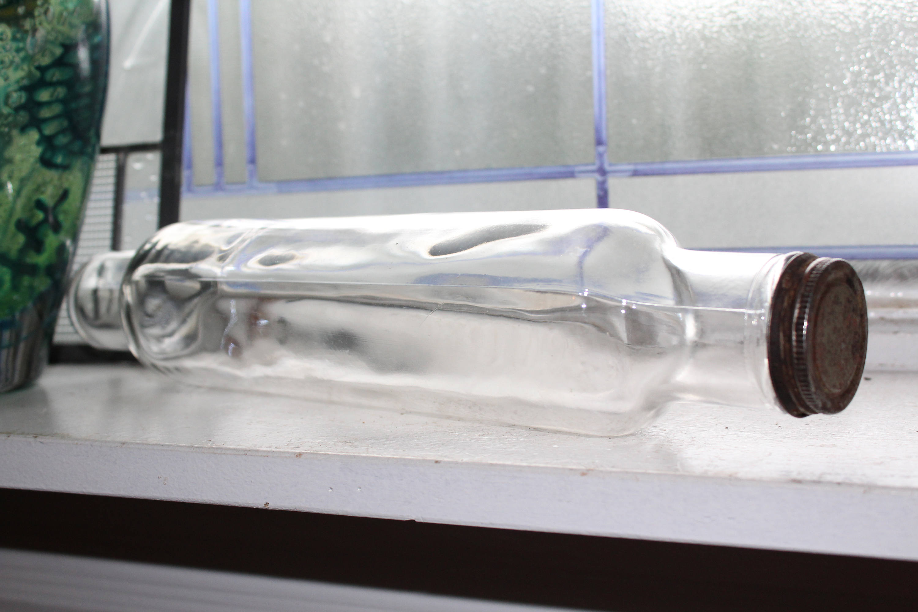 Vintage Glass Rolling Pin Roll Rite with Screw On Cap