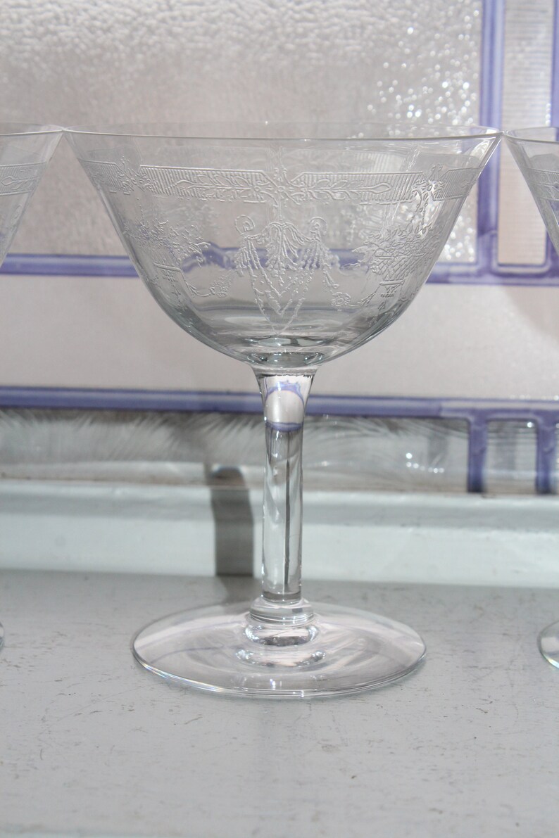 4 Vintage Art Deco Champagne Glasses Elegant Barware - Etsy