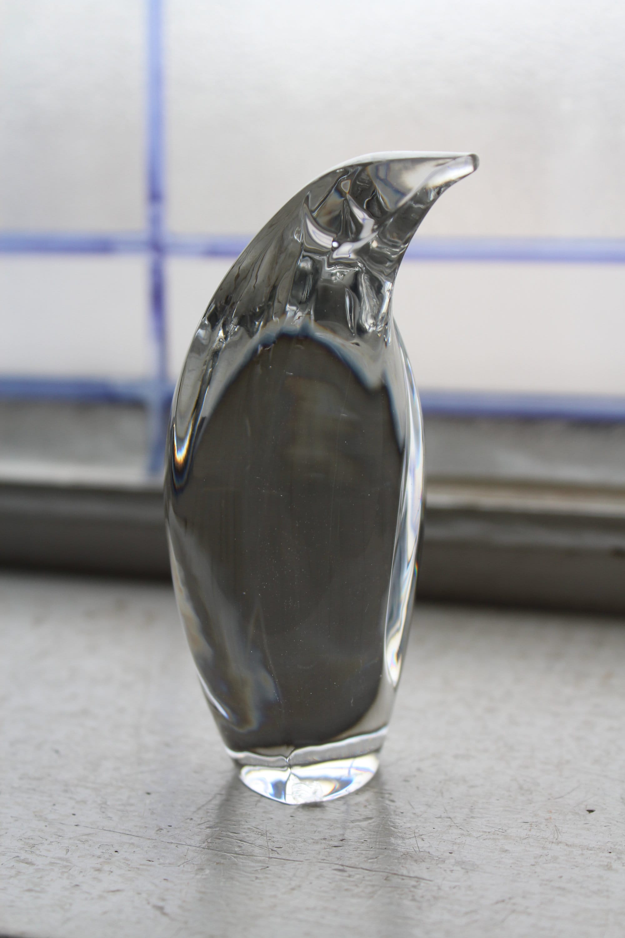 Dansk Crystal Penguin Figurine Paperweight Vintage Art Glass