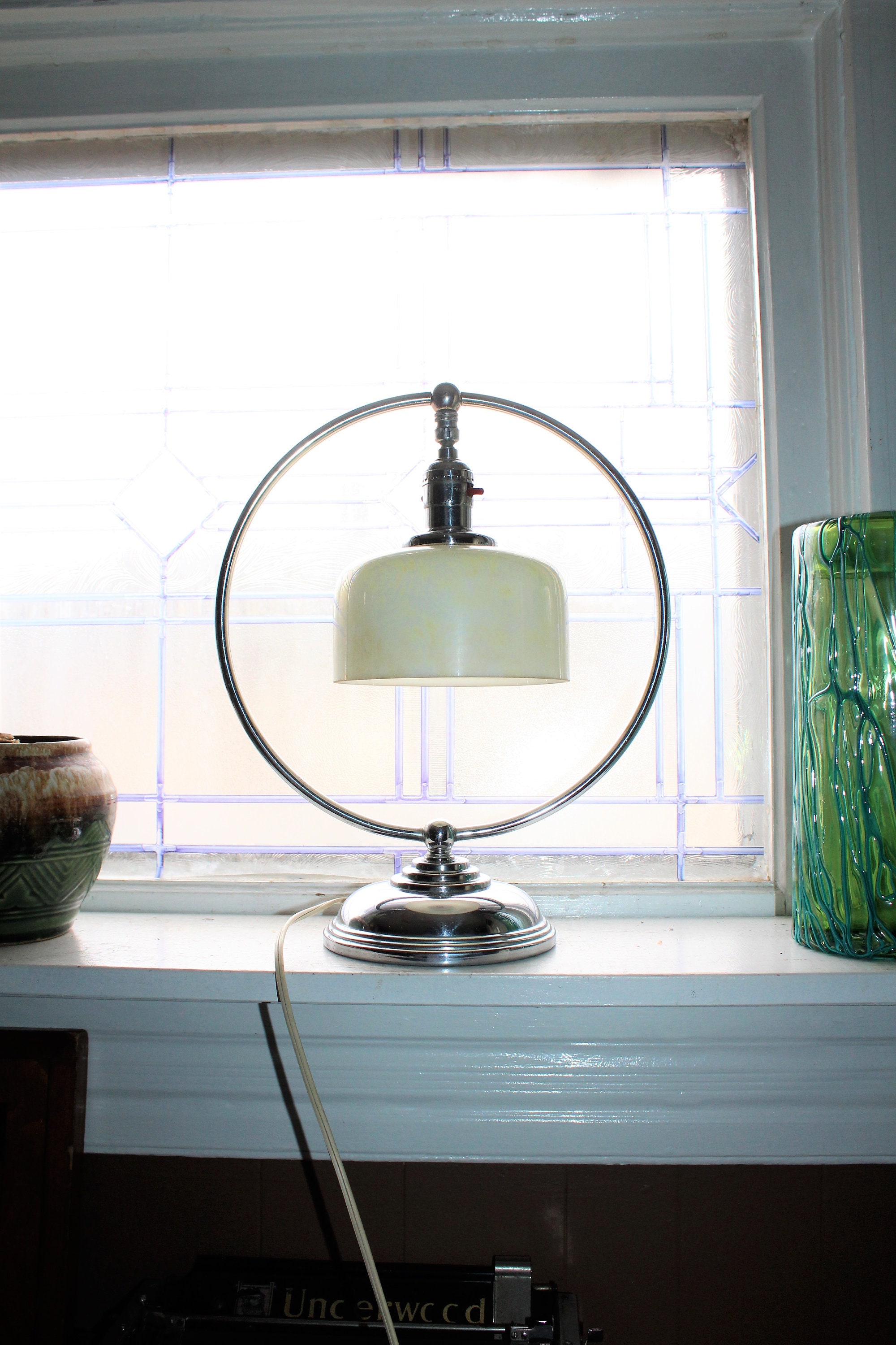 Vintage Art Deco Chase Chrome Round Hoop Lamp 1930s
