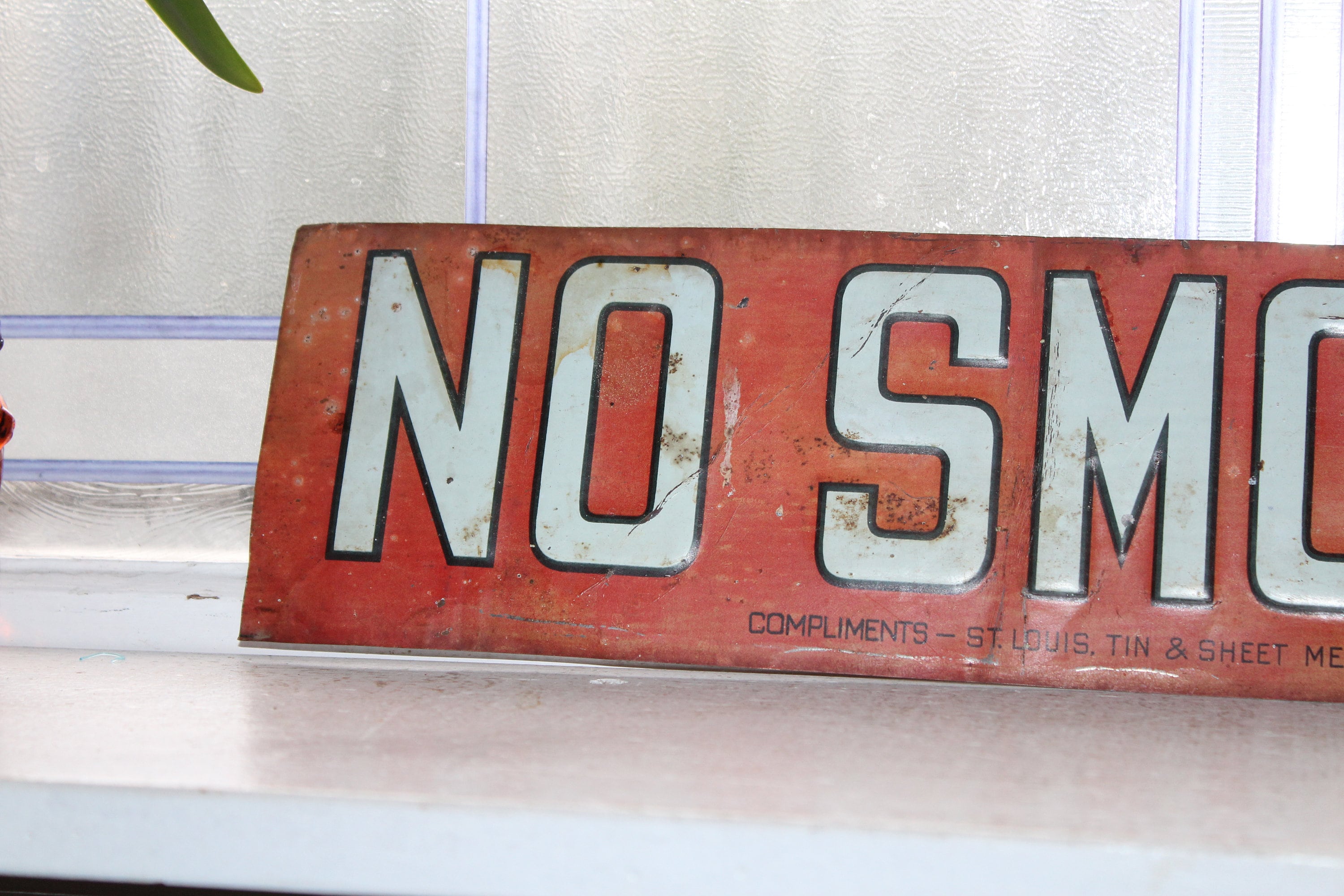 Antique Tin Sign No Smoking Circa 1910s
