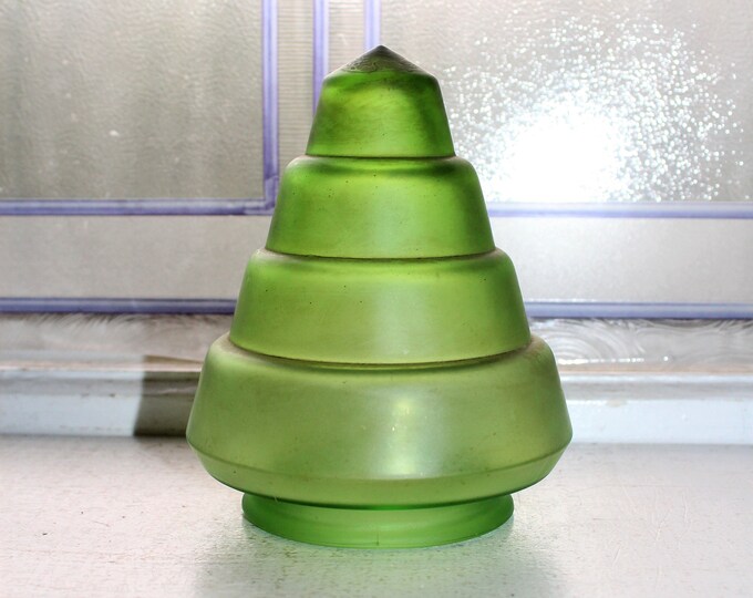 Art Deco Stepped Pyramid Lamp Shade Globe Green Iridescent Glass - Etsy